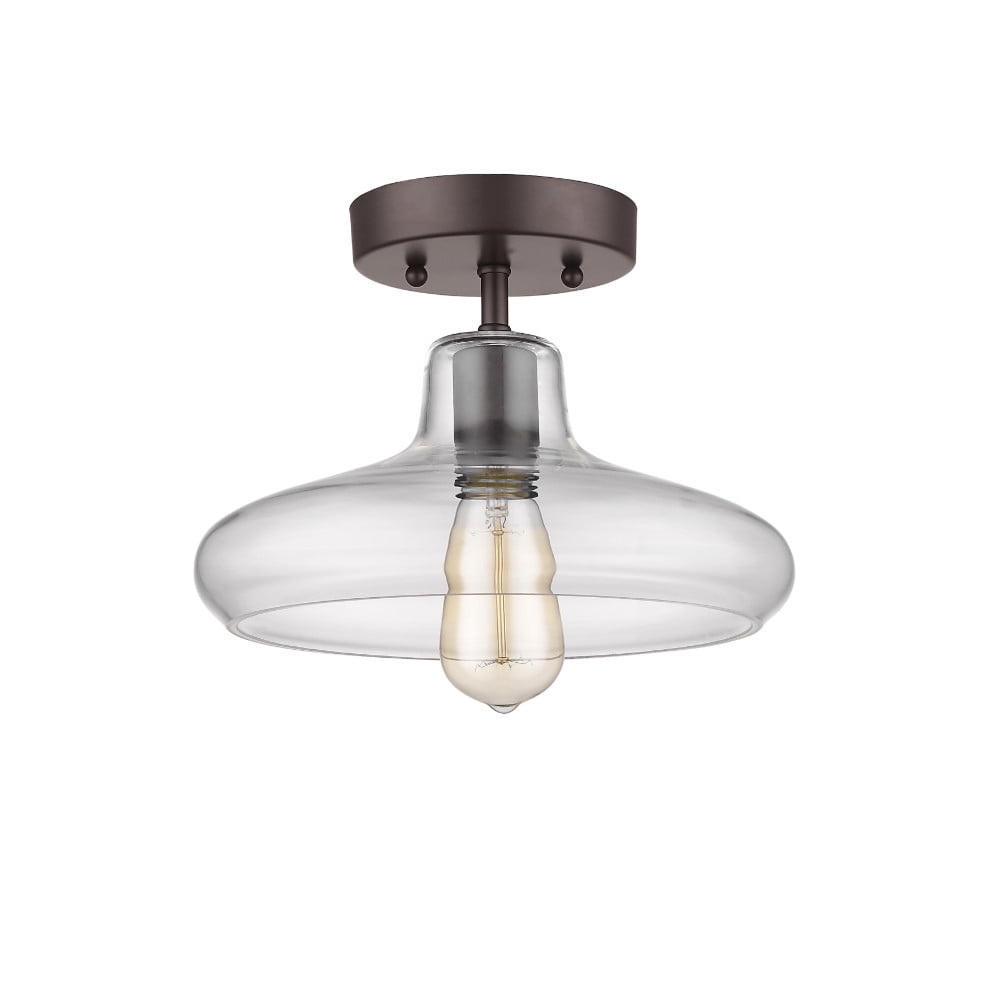 CHLOE Lighting DICKENS Industrial-style 1 Light Rubbed Bronze Semi ...