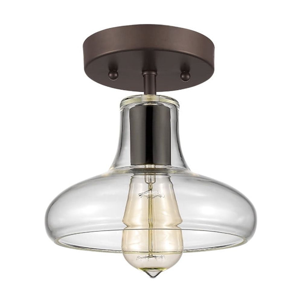 CHLOE Lighting DICKENS Industrial-style 1 Light Rubbed Bronze Semi ...