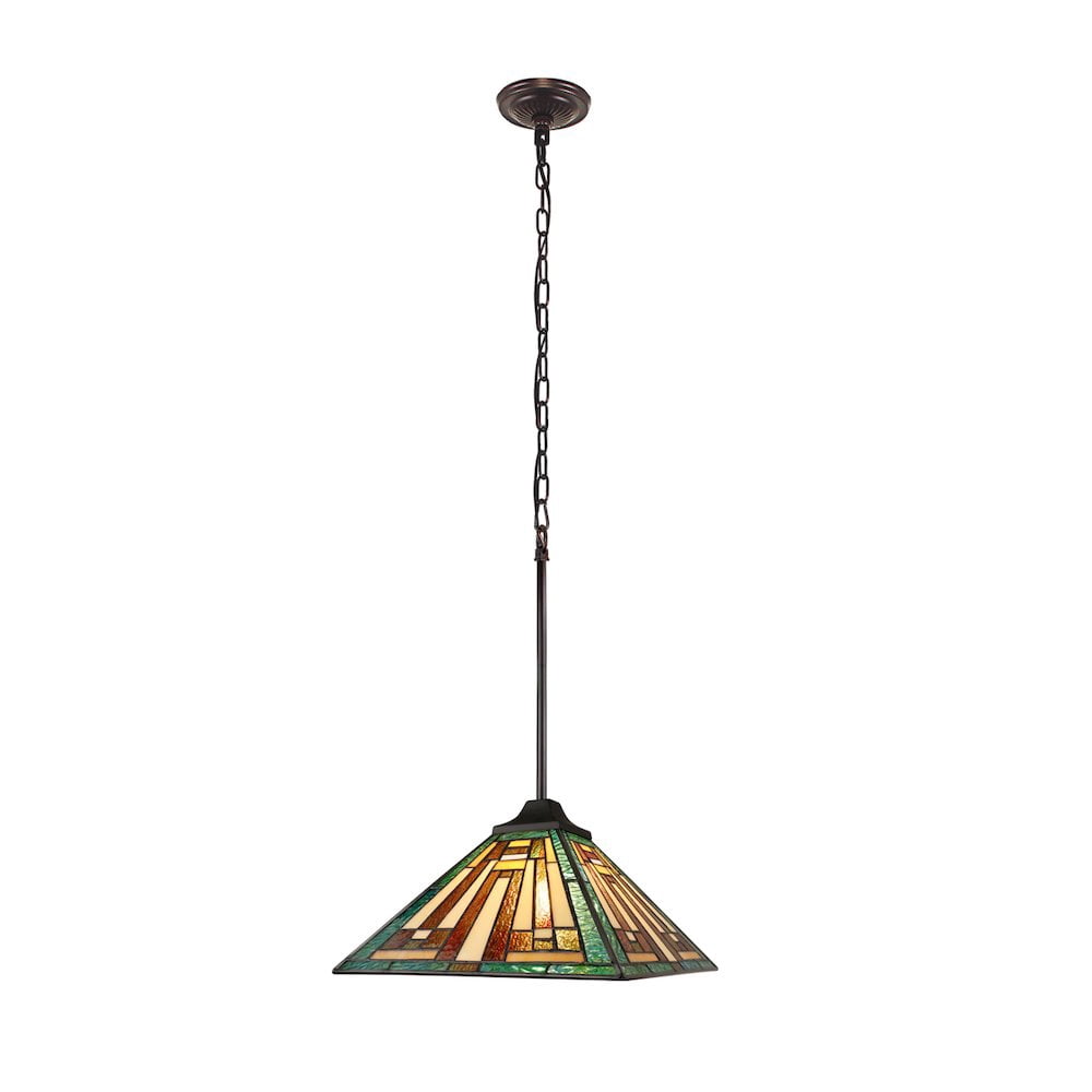 CHLOE Lighting Firman Tiffany-Style 1-Light Mission Ceiling Pendant 12 ...
