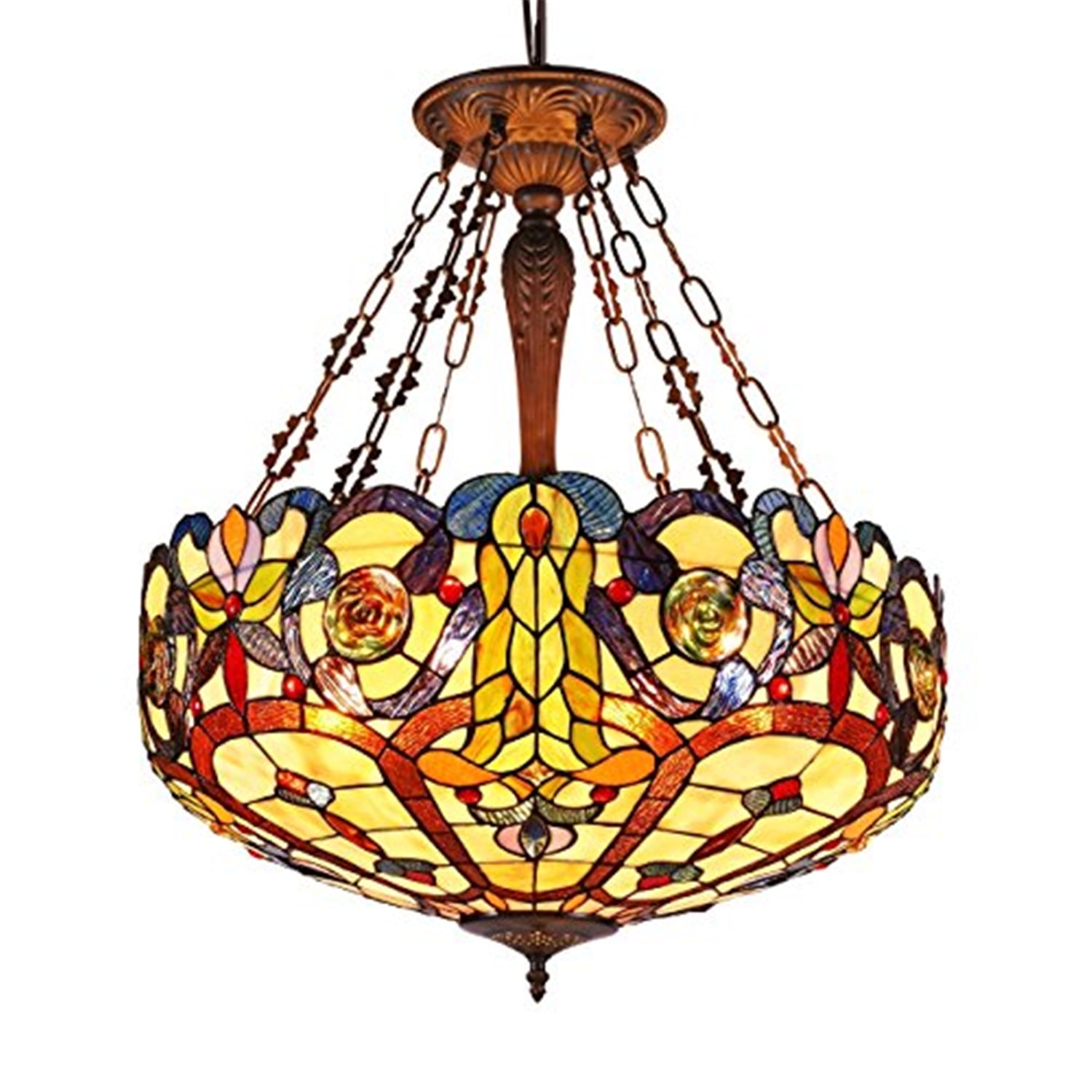 CHLOE Lighting HALINA Tiffany-style 4 Light Inverted Ceiling Pendant 24 ...