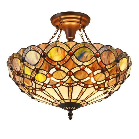 CHLOE Lighting PRISMA 2 Light Semi-flush Ceiling Fixture, 16" Beaded ...