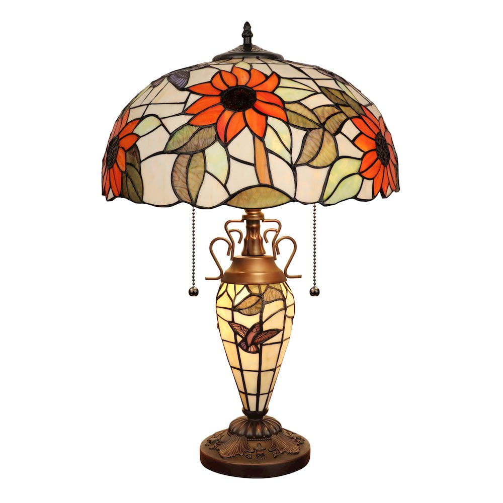 CHLOE Lighting SARAI Tiffany-Style Floral Design 3-Light Double Lit ...