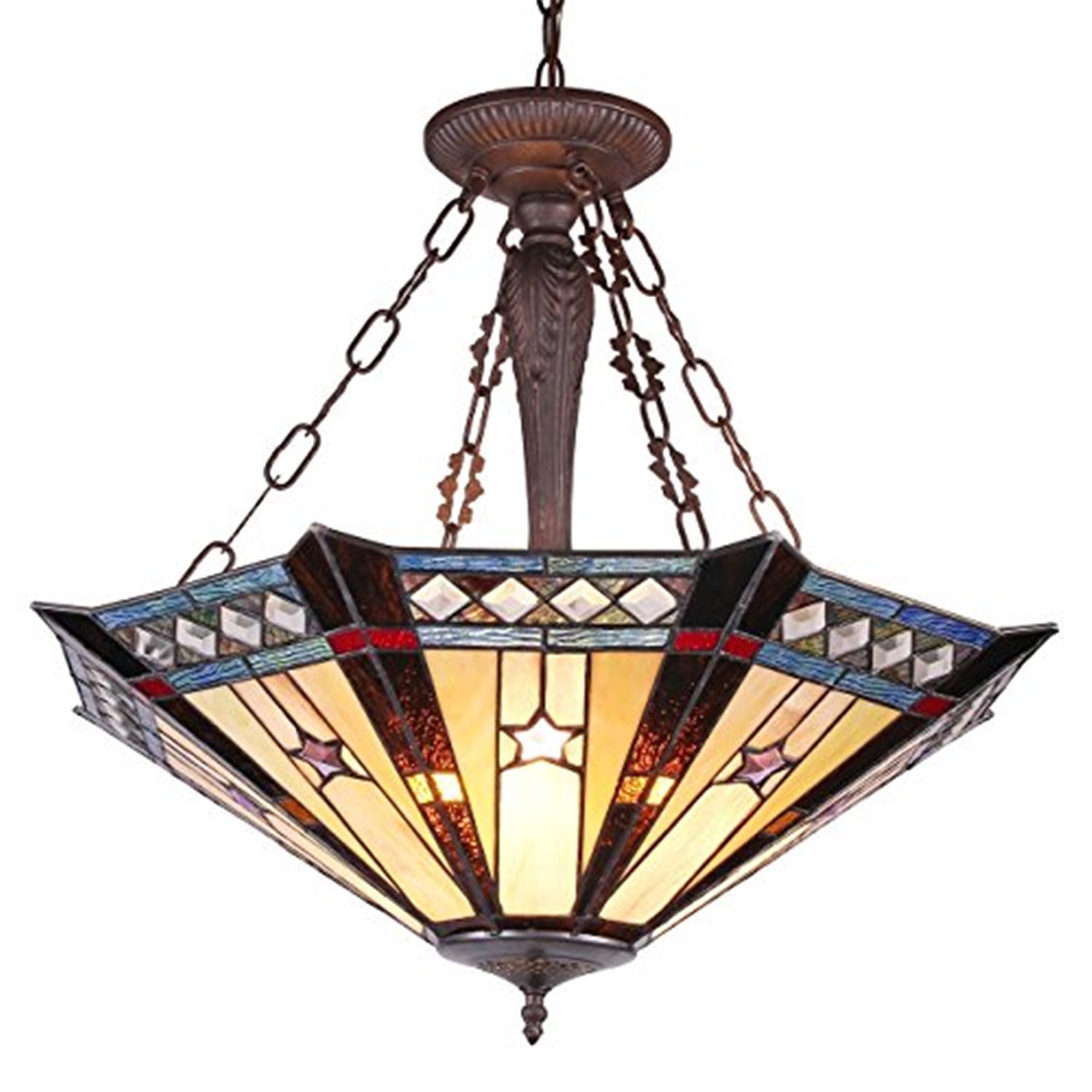 CHLOE Lighting SIRIUS Tiffany-style Goemetirc 3 Light Inverted Ceiling ...