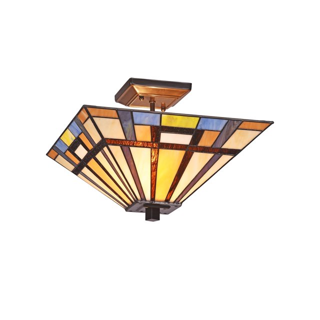 CHLOE Merlin Mission 2 Light Blackish Bronze Semi-flush Ceiling Fixture ...