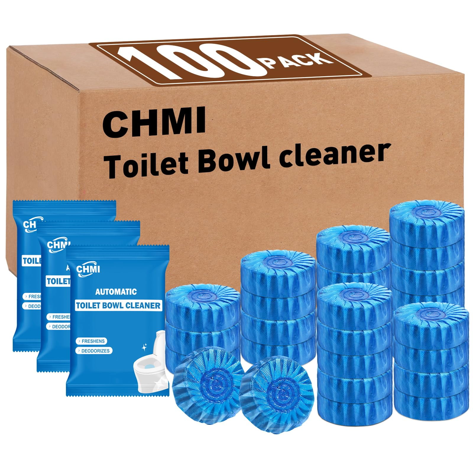 CHMI 100 Pack Toilet Bowl Cleaner Tablets, Long-lasting Bathroom Toilet ...