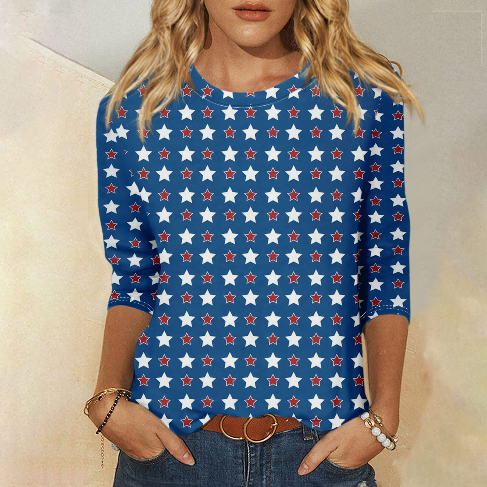 CHMORA Independence Day Shirts for Women,Red White and Blue Shirts for ...
