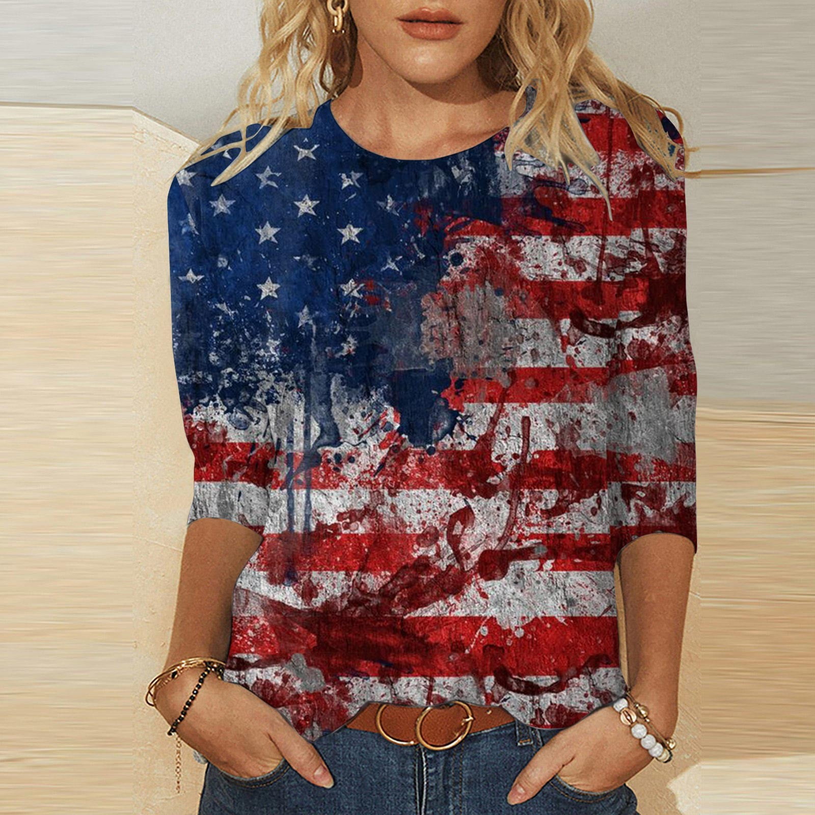 CHMORA Patriotic T Shirts for Women American Flag Shirt Women 4th of ...