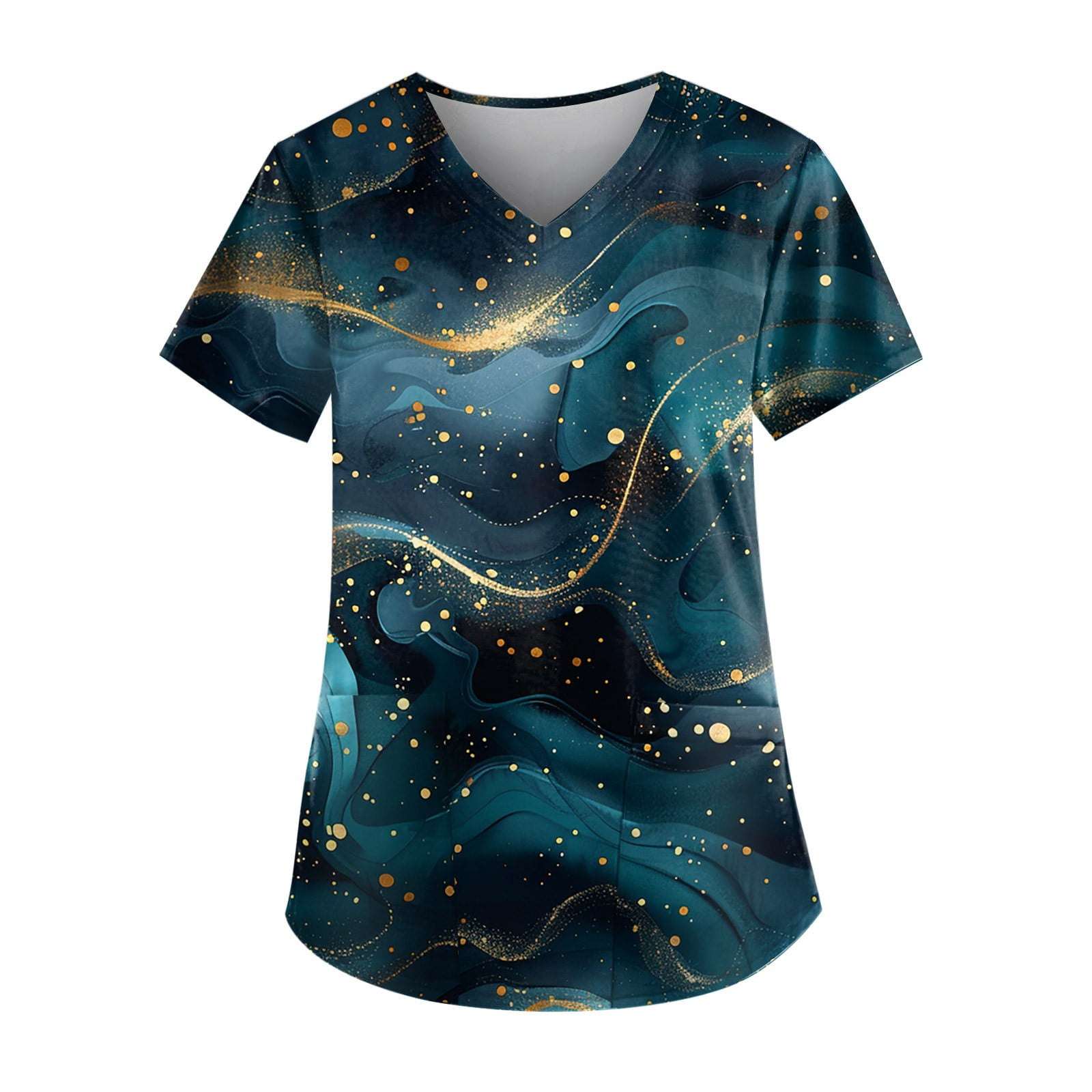 CHMORA Scrub Top for Woman Personalized Fation Print Short Sleeve V ...