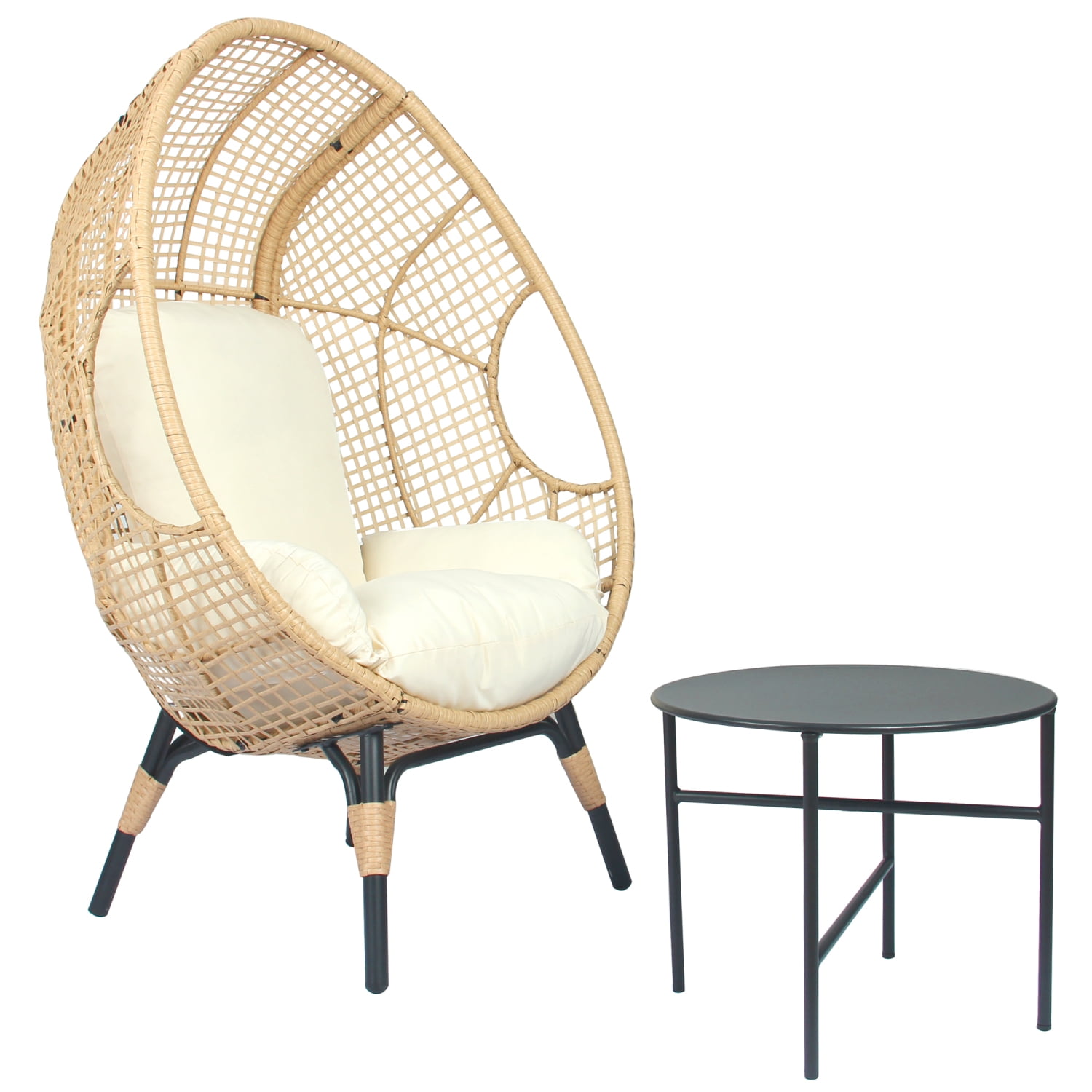CHNGQANW Patio PE Wicker Egg Chair Model 4 with Natural Color Rattan ...