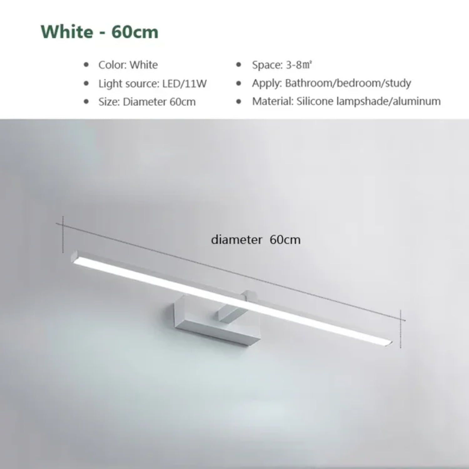 CHNGSPM Elegant and Modern LED Bathroom Wall Lamp with Three Colors ...