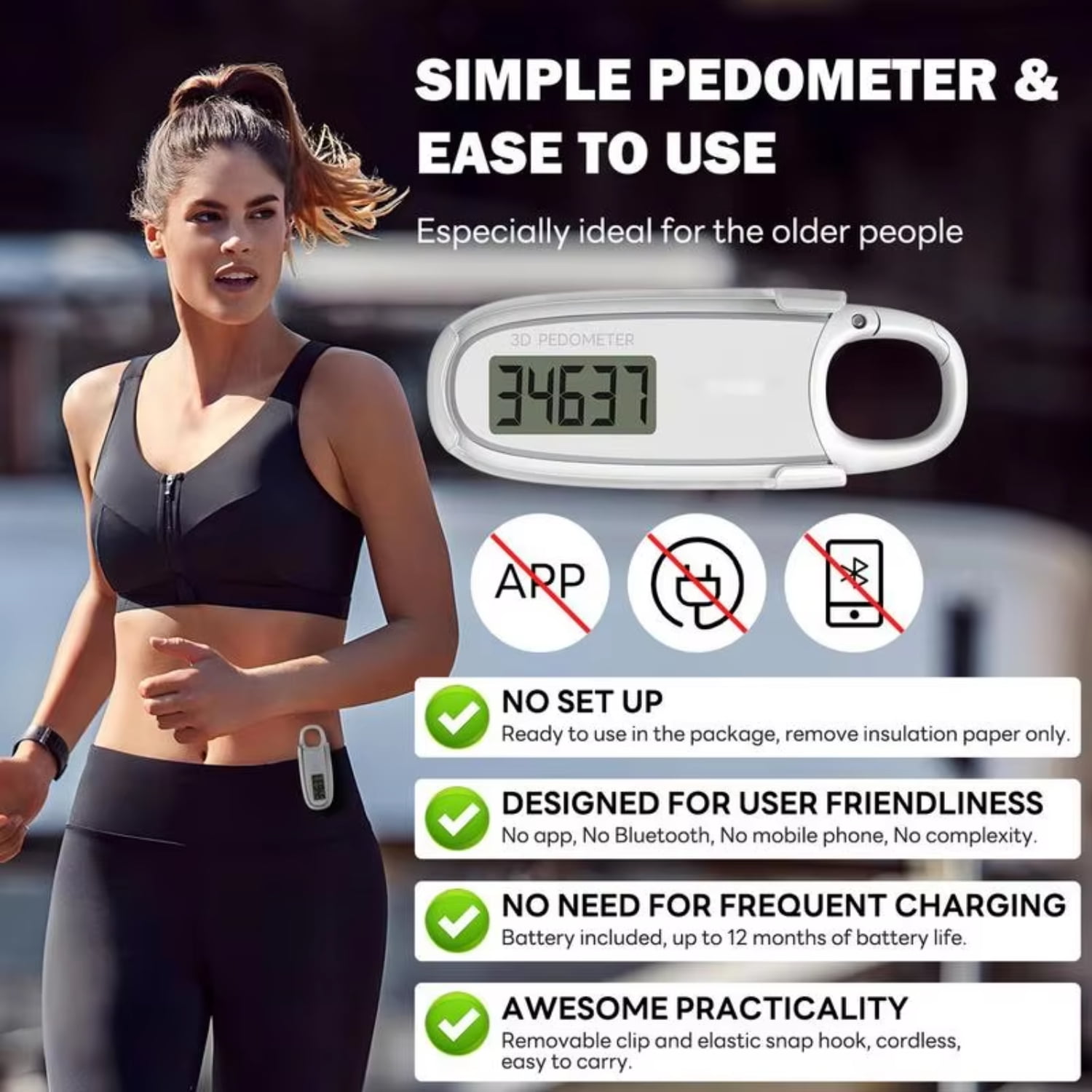 CHNGTO Accurate Simple Step Tracker Pedometer with Large Digital ... CHNGTO Accurate Simple Step Tracker Pedometer with Large Digital ...