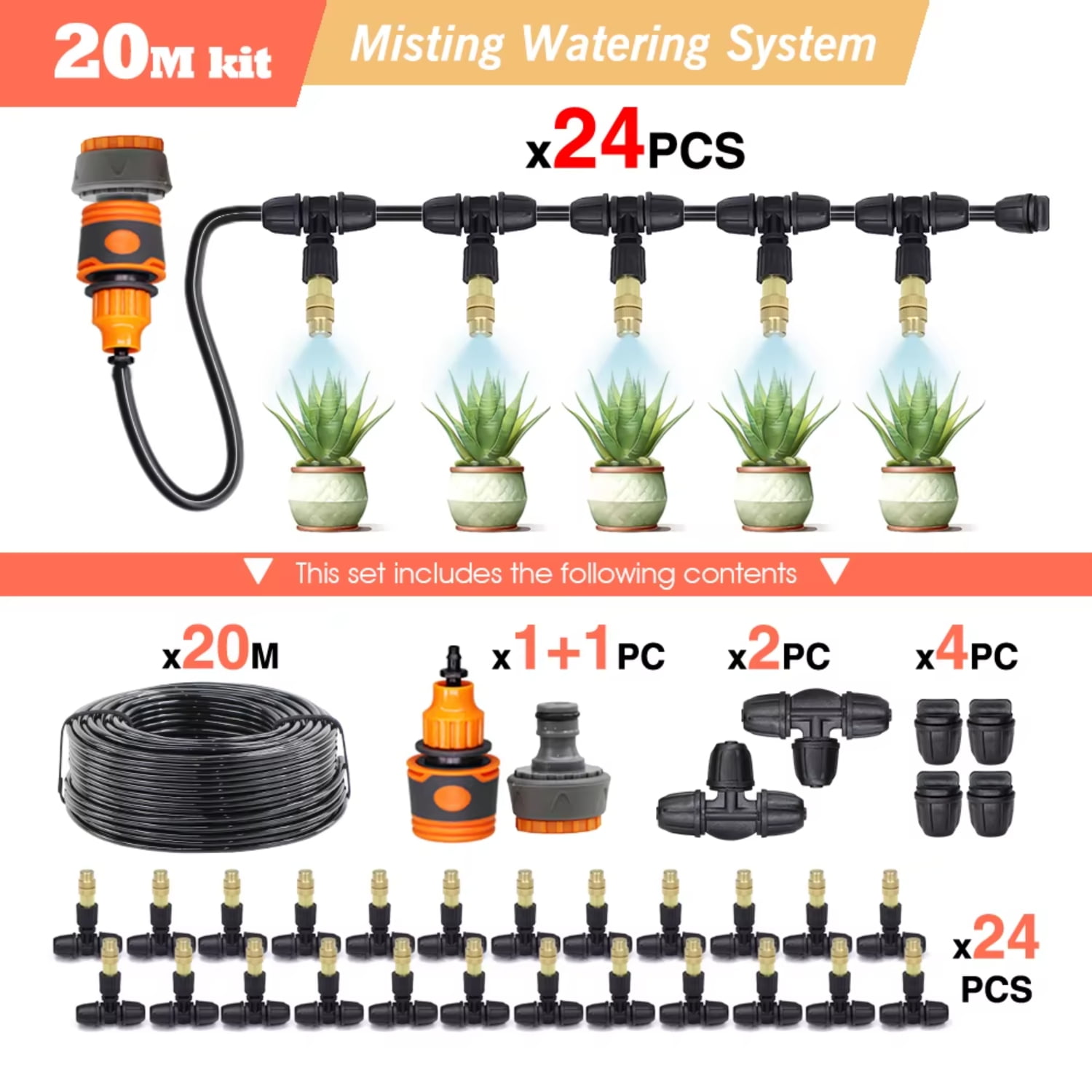 CHNGTO Adjustable 30-5M Garden Brass Misting Watering System with Self ...