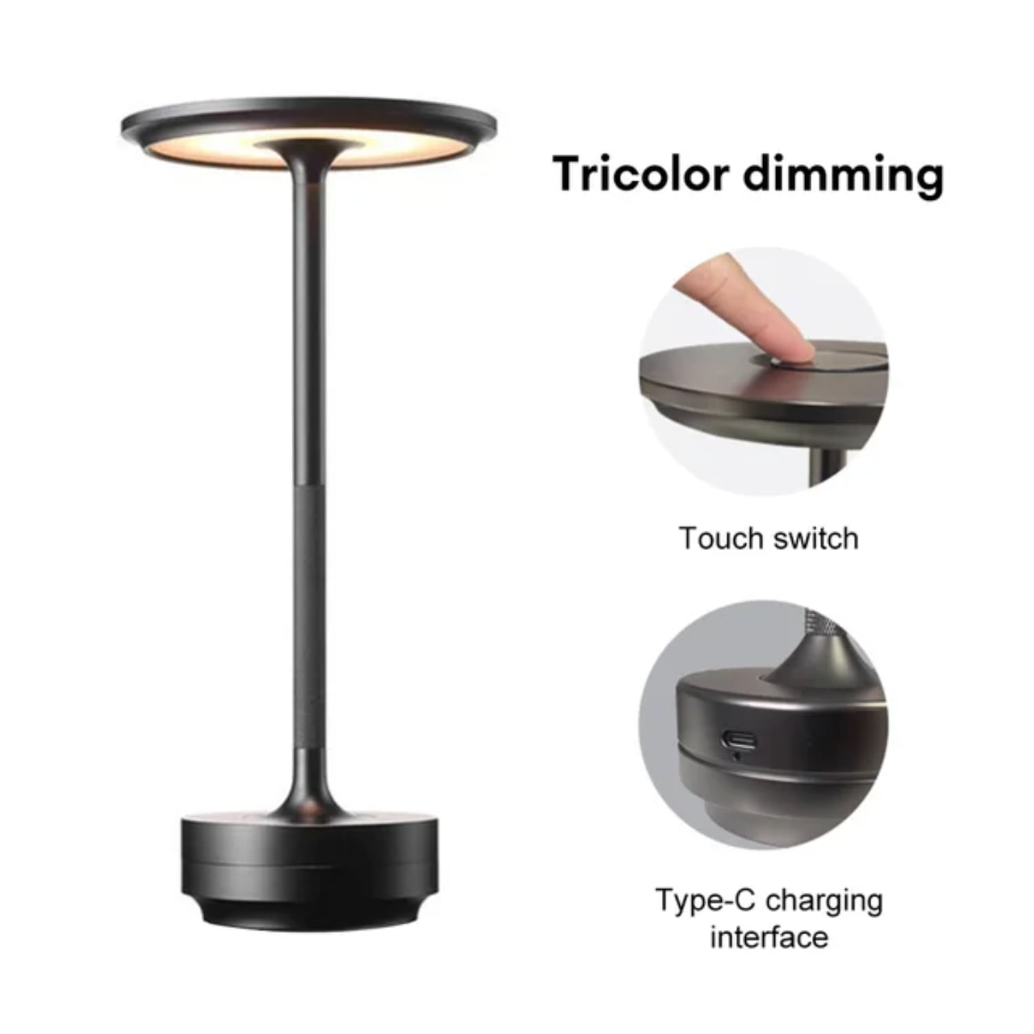 CHNGTO Rechargeable LED Touch Sensor Table Lamp for Wireless Reading in ...