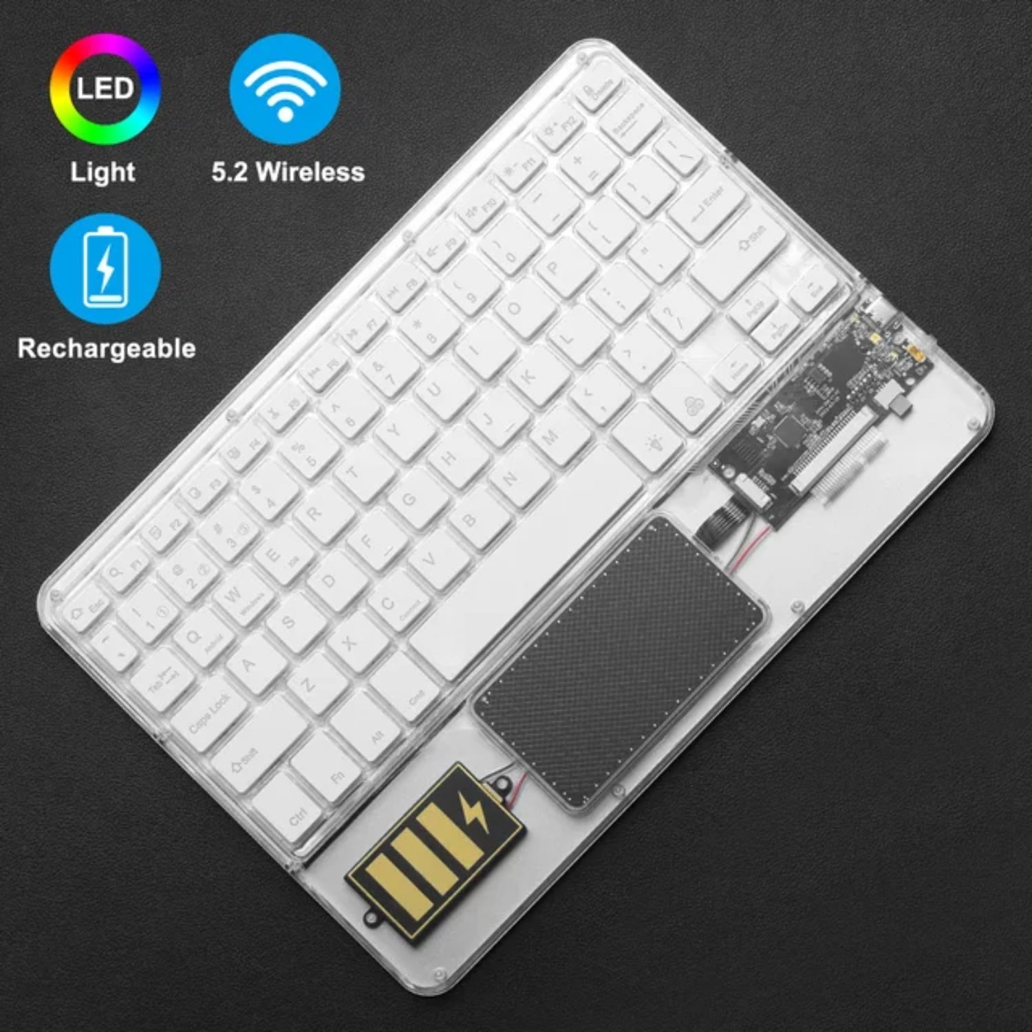 CHNGXJC Backlit RGB Bluetooth Keyboard with Touchpad | Sleek Design for ...