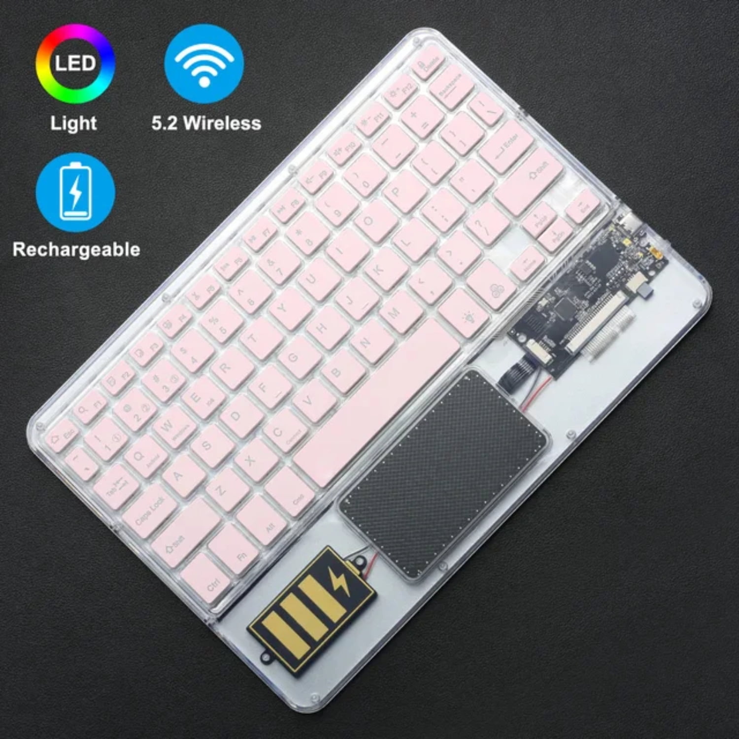CHNGXJC Backlit RGB Bluetooth Keyboard with Touchpad | Sleek Design for ...