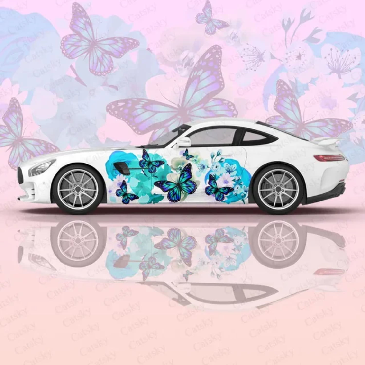 CHNGXJC Blue Beautiful Butterflies Vinyl Car Hood Bonnet Decal Sticker ...