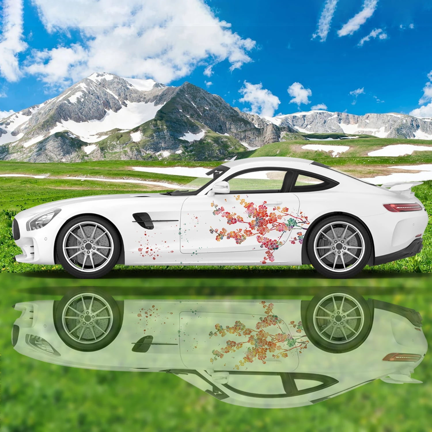 CHNGXJC Bright Green Racing Car Cactus Graphic Vinyl Wrap Sticker ...