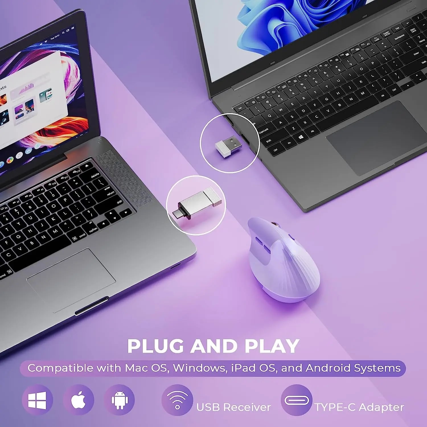 CHNGXJC Ergonomic Small Hands Wireless Rechargeable Vertical Mouse for ...