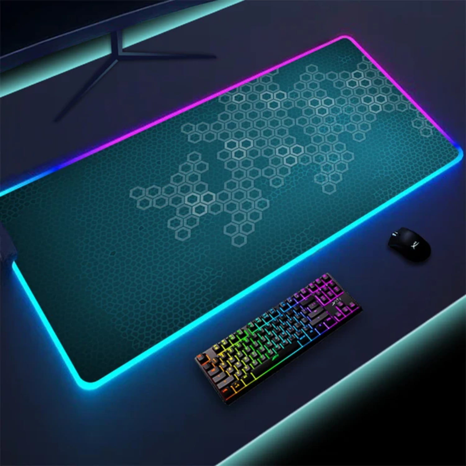 CHNGXJC Extra Large Geometric RGB Gaming Mouse Mat | LED Mousepad for ...