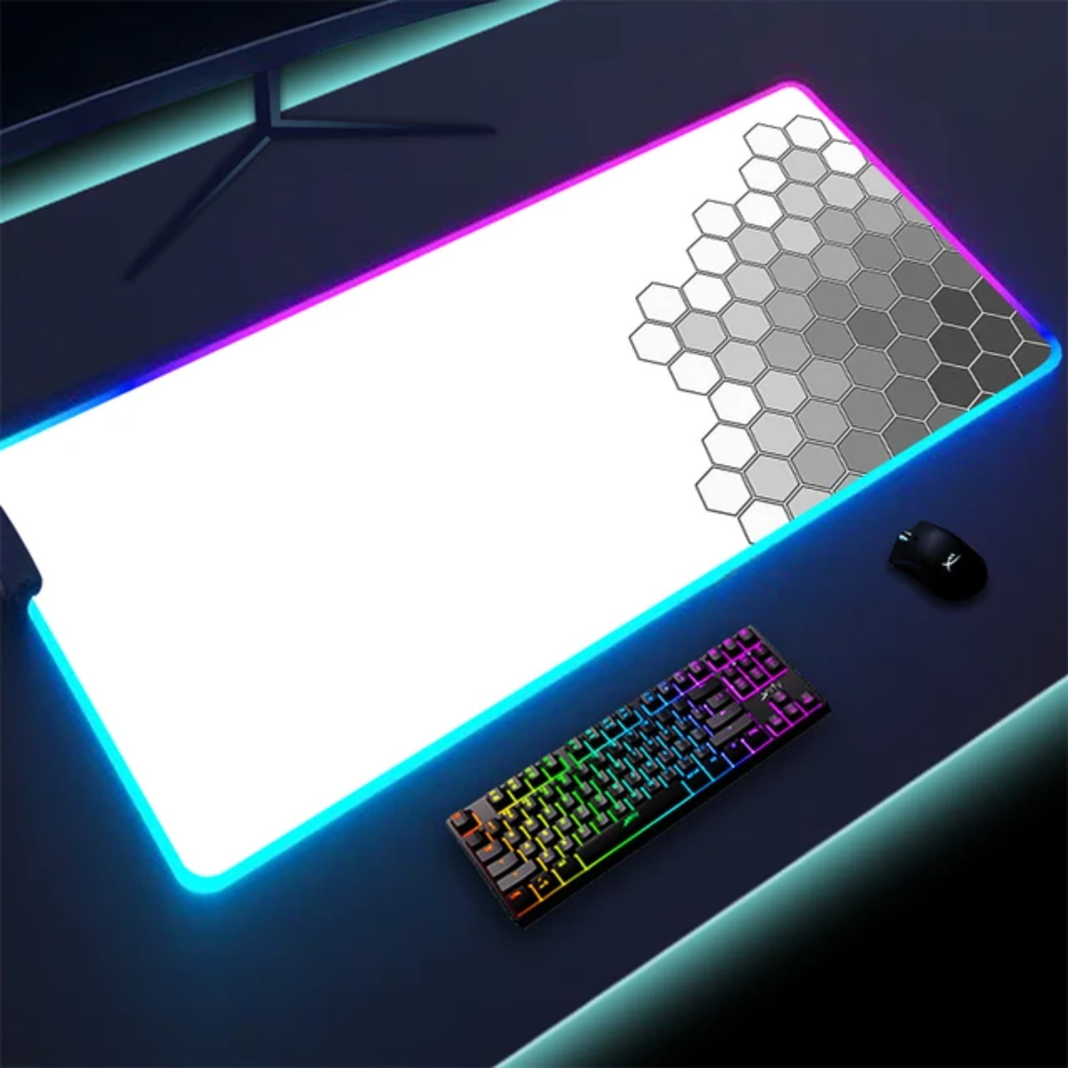 CHNGXJC Extra Large Geometric RGB Gaming Mouse Mat | LED Mousepad for ...