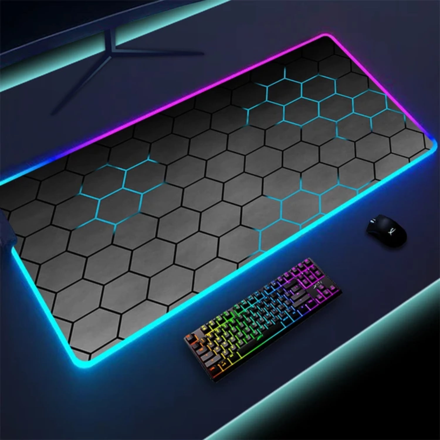 CHNGXJC Extra Large Geometric RGB Gaming Mouse Mat | LED Mousepad for ...