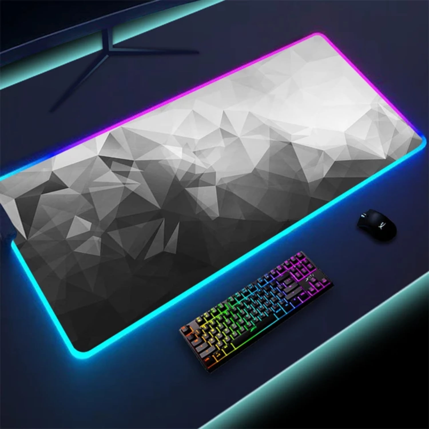 CHNGXJC Extra Large Geometric RGB Gaming Mouse Mat | LED Mousepad for ...
