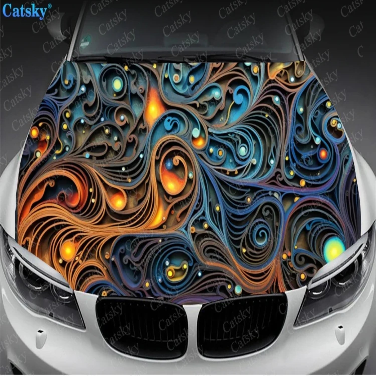 CHNGXJC Floral Abstract Car Hood Vinyl Sticker Wrap Film - Auto ...