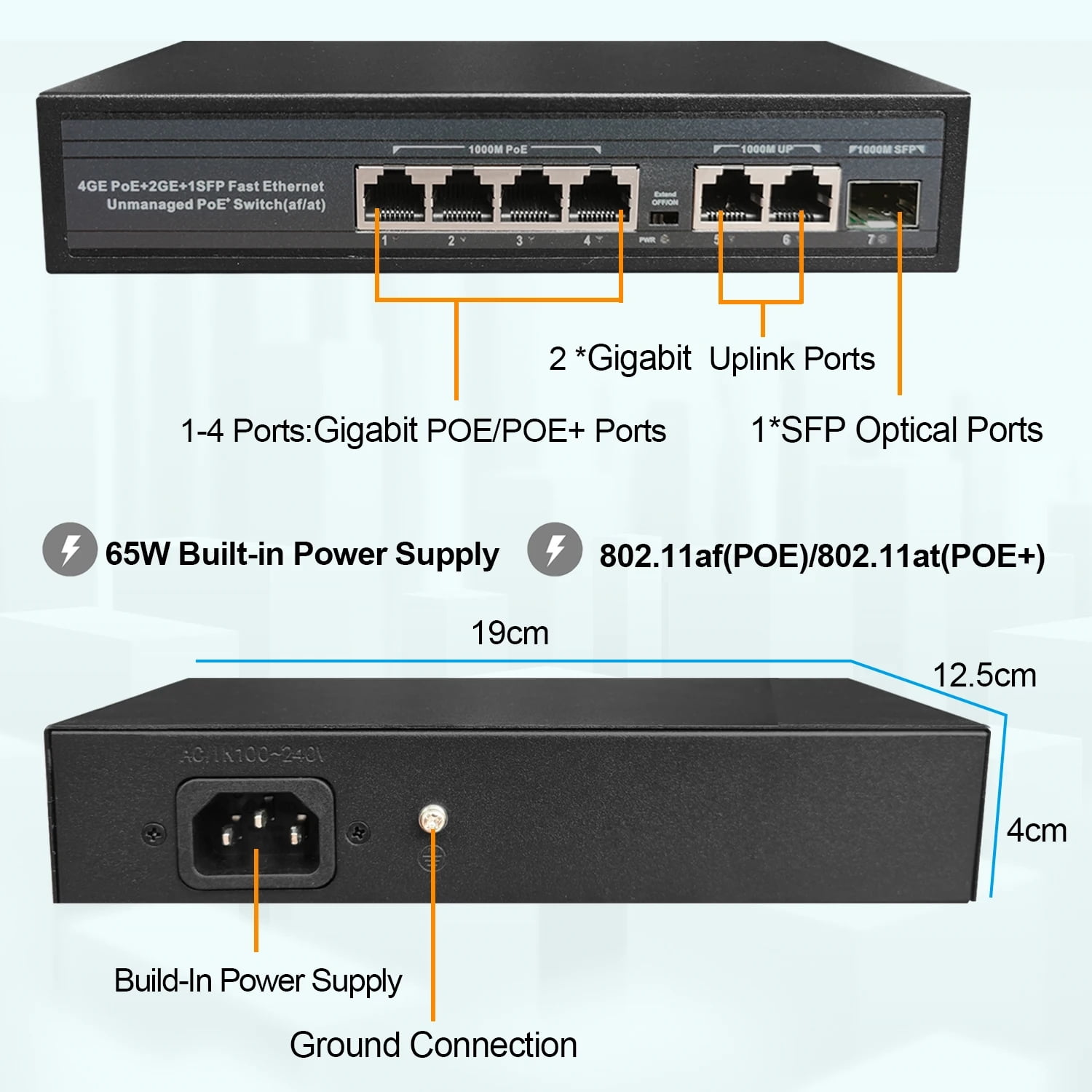 CHNGXJC High-Efficiency Full Gigabit Unmanaged POE Ethernet Switch Hub ...