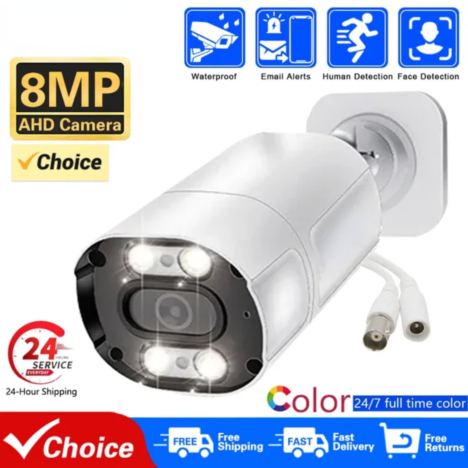 CHNGXJC High Resolution 4K 8MP Face Detection Outdoor Analog Color ...