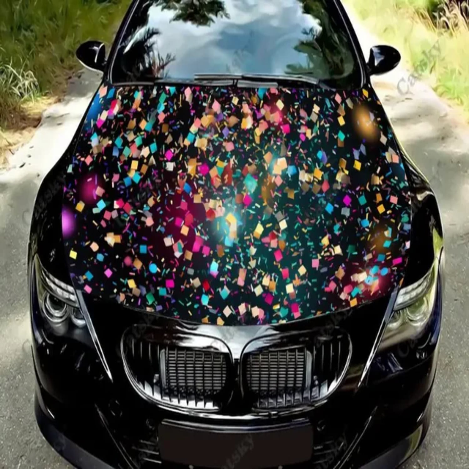 CHNGXJC Holographic Glitter Vinyl Car Hood Wrap Film - Sparkling Auto ...