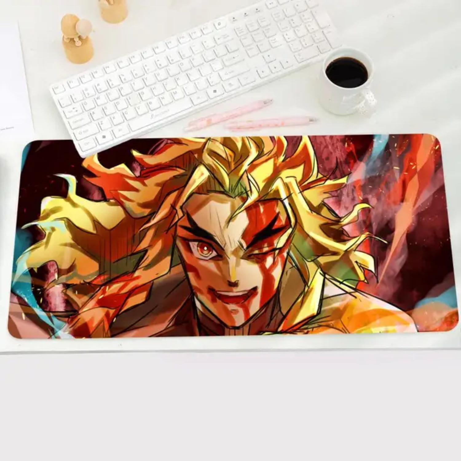 CHNGXJC Luxurious Large Demon Slayer Kyojuro Anime Desk Mat Mouse Pad ...