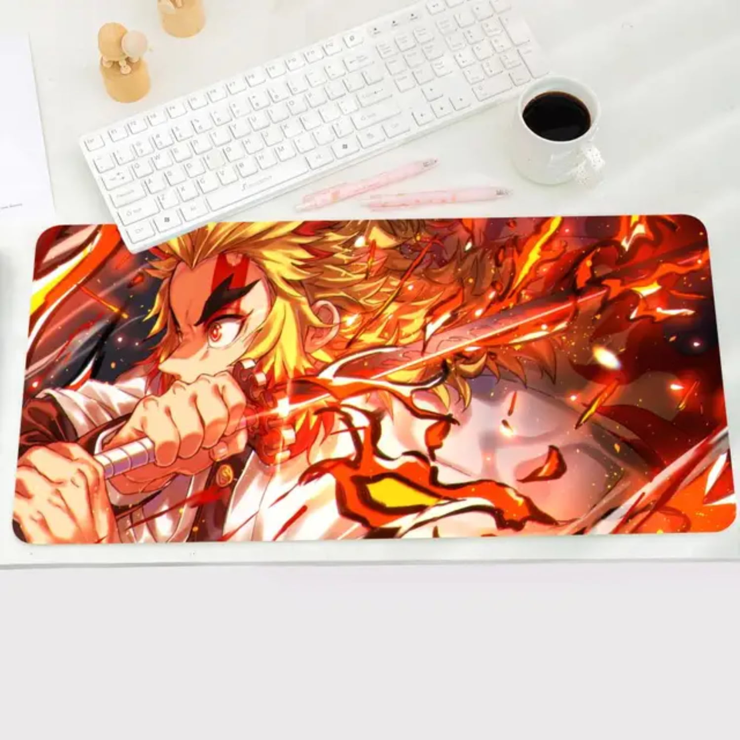 CHNGXJC Luxurious Large Demon Slayer Kyojuro Anime Desk Mat Mouse Pad ...