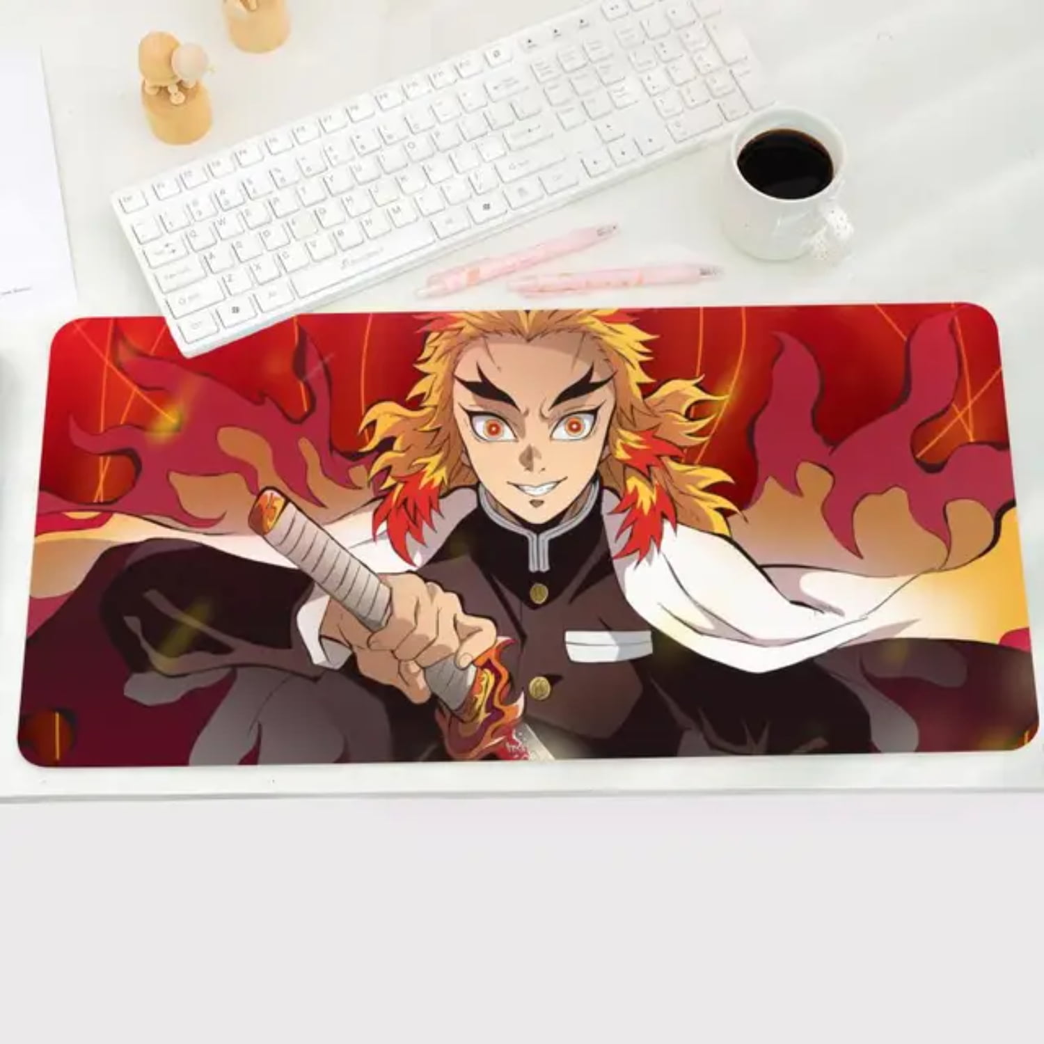 CHNGXJC Luxurious Large Demon Slayer Kyojuro Anime Desk Mat Mouse Pad ...