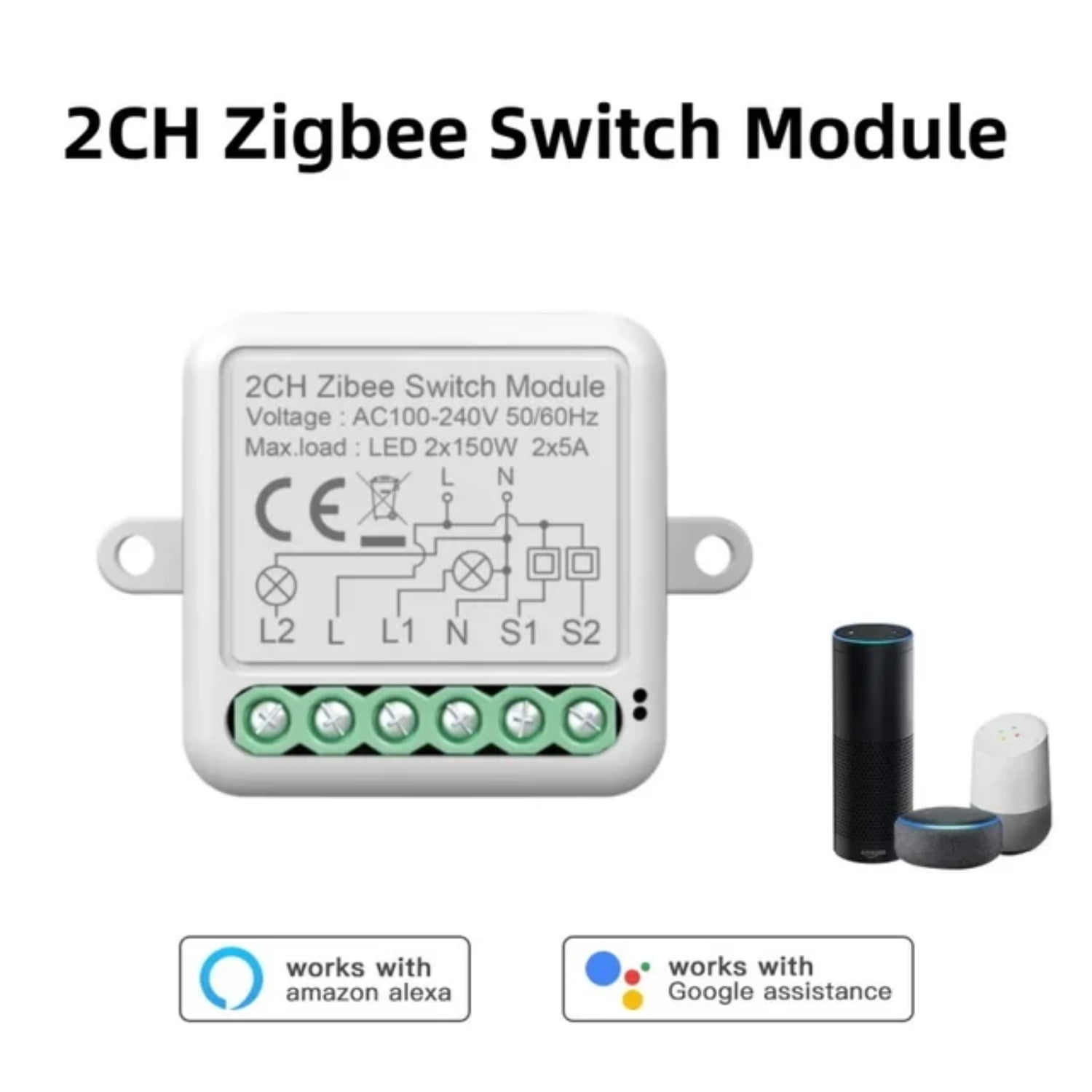 CHNGXJC Mini WiFi Zigbee Smart Light Switch Module 1/4 Gang Easy Installation Neutral Wire ...