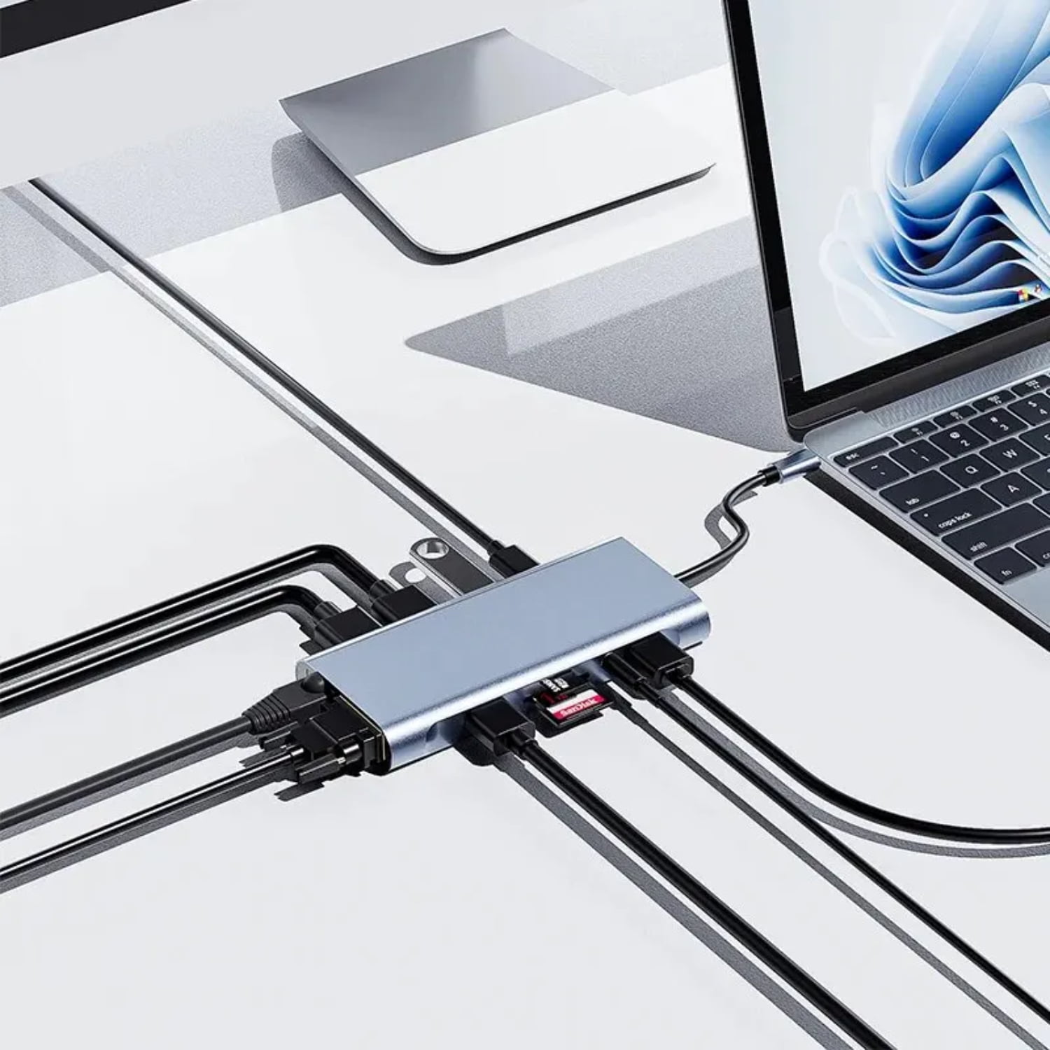 CHNGXJC Multi-Port Docking Station with Gigabit Ethernet Port and 11-in ...