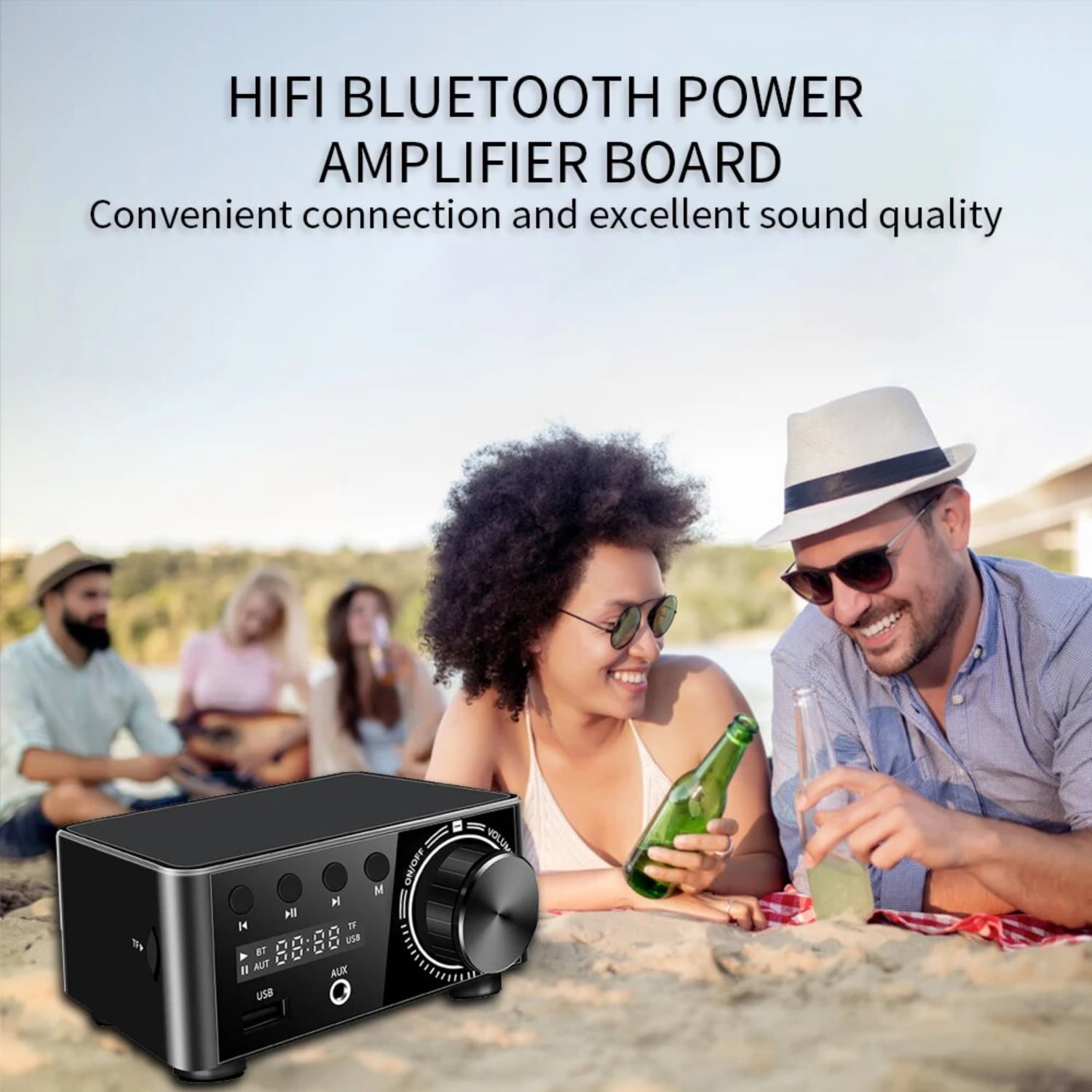 CHNGXJC Powerful HiFi Bluetooth 5.0 Mini Stereo Class D Amplifier with ...