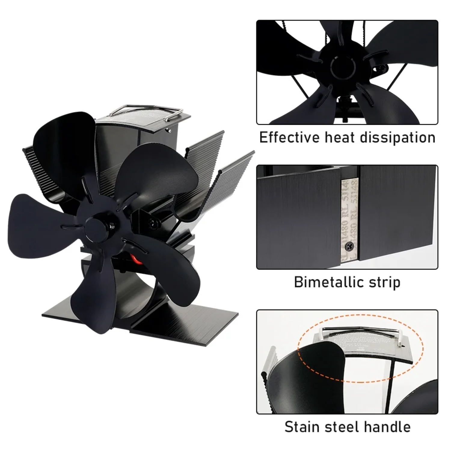 CHNGXJC Quiet Mini 5 Blade Heat Powered Fireplace Fan for Log Wood ...