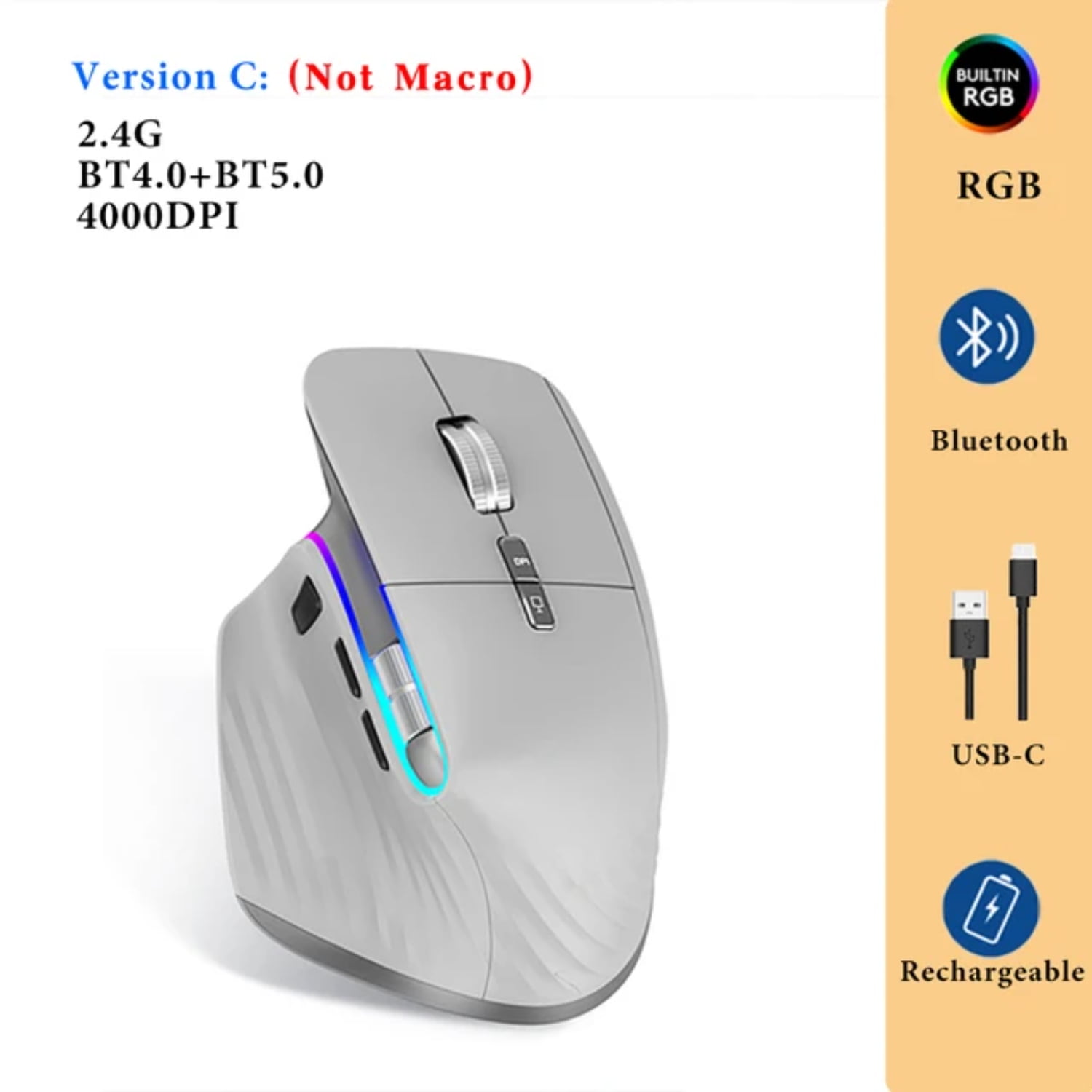 CHNGXJC Rechargeable Ergonomic Wireless Gaming Mouse with Bluetooth ...