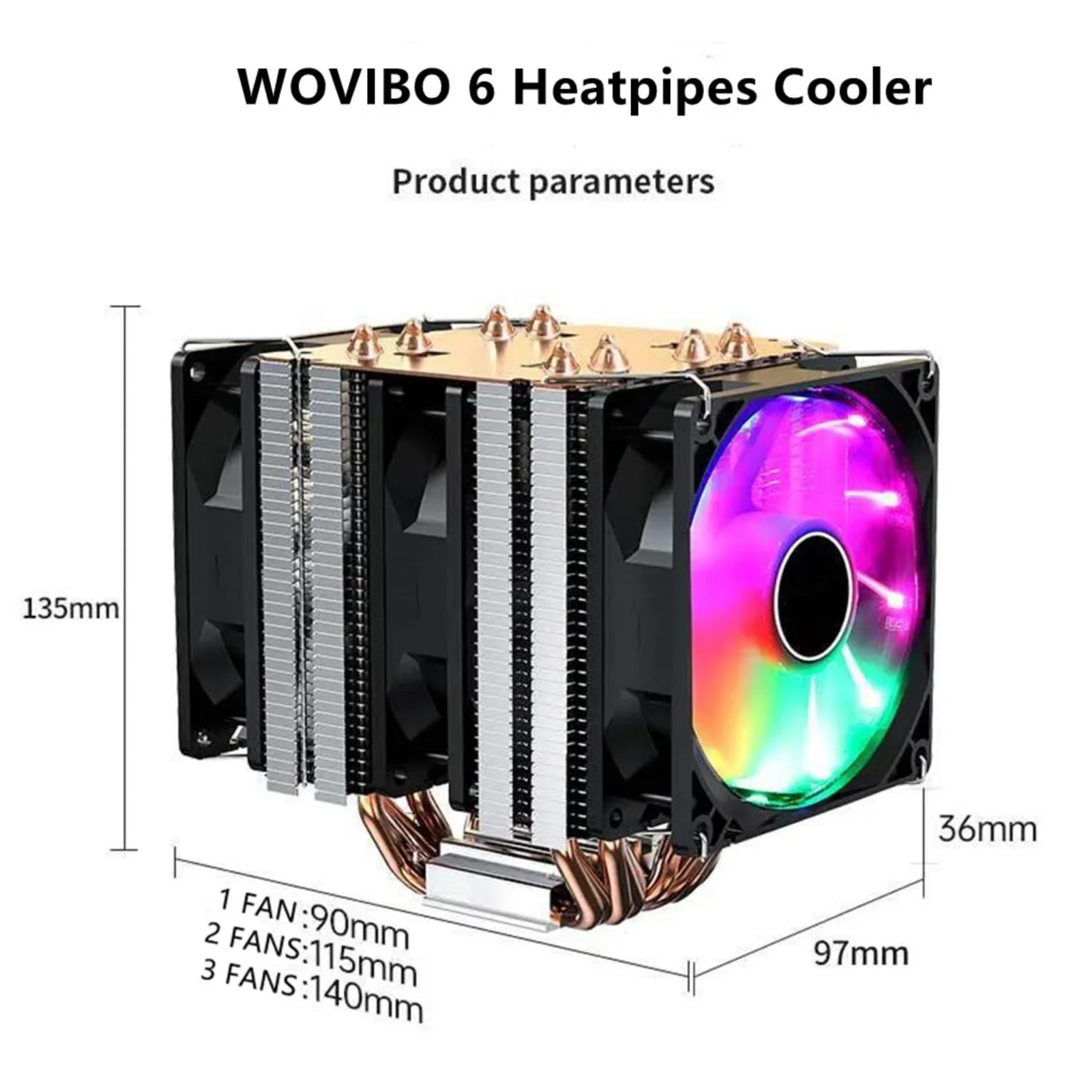 CHNGXJC Silent RGB 4PIN PWM CPU Cooler with 150W Cooling Power for ...