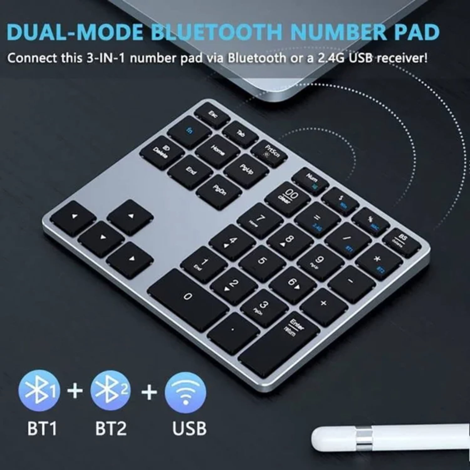 CHNGXJC Slim and Lightweight Wireless Bluetooth Number Pad for Macbook ...
