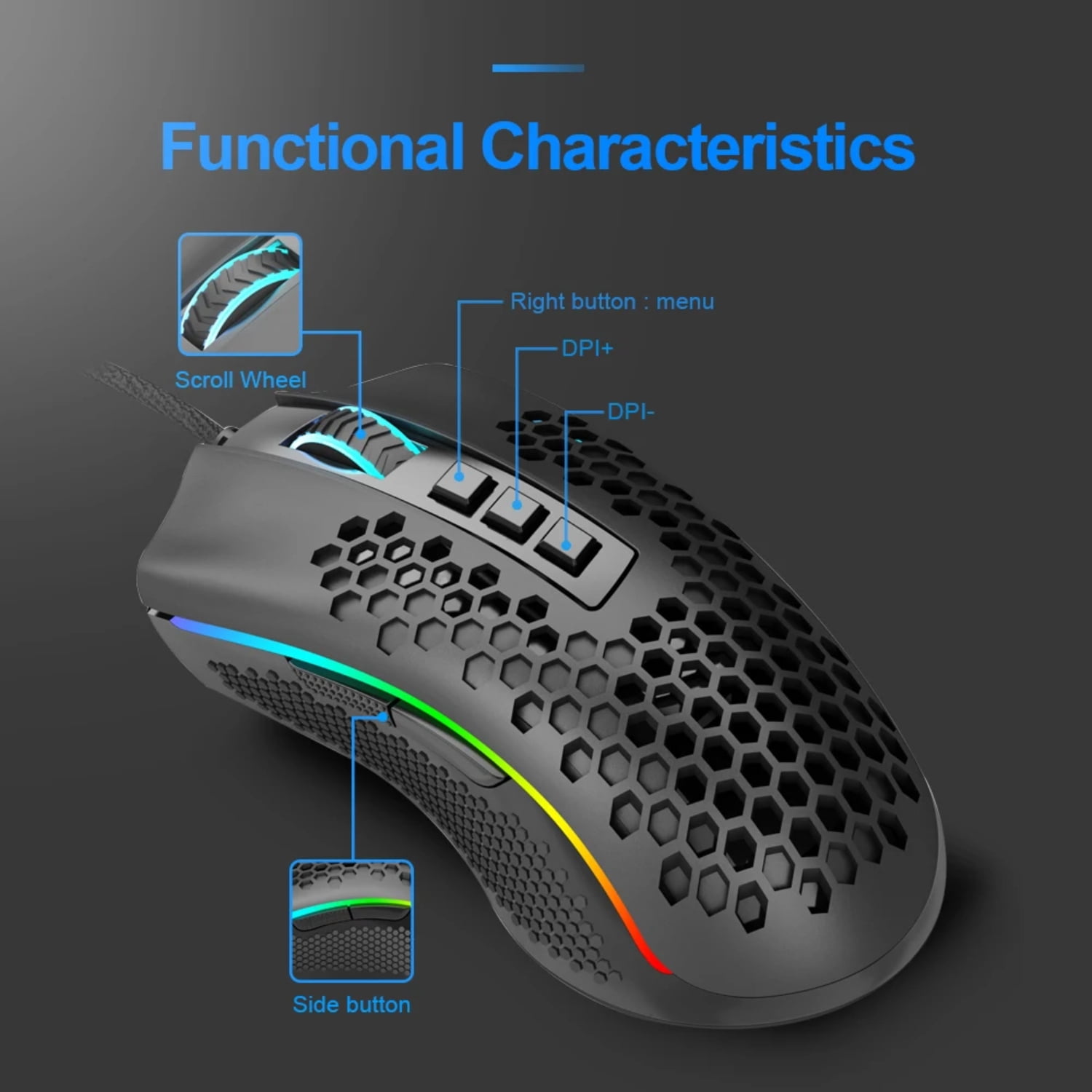 CHNGXJC Ultra Lightweight Honeycomb Gaming Mouse M808 with 12400 DPI ...