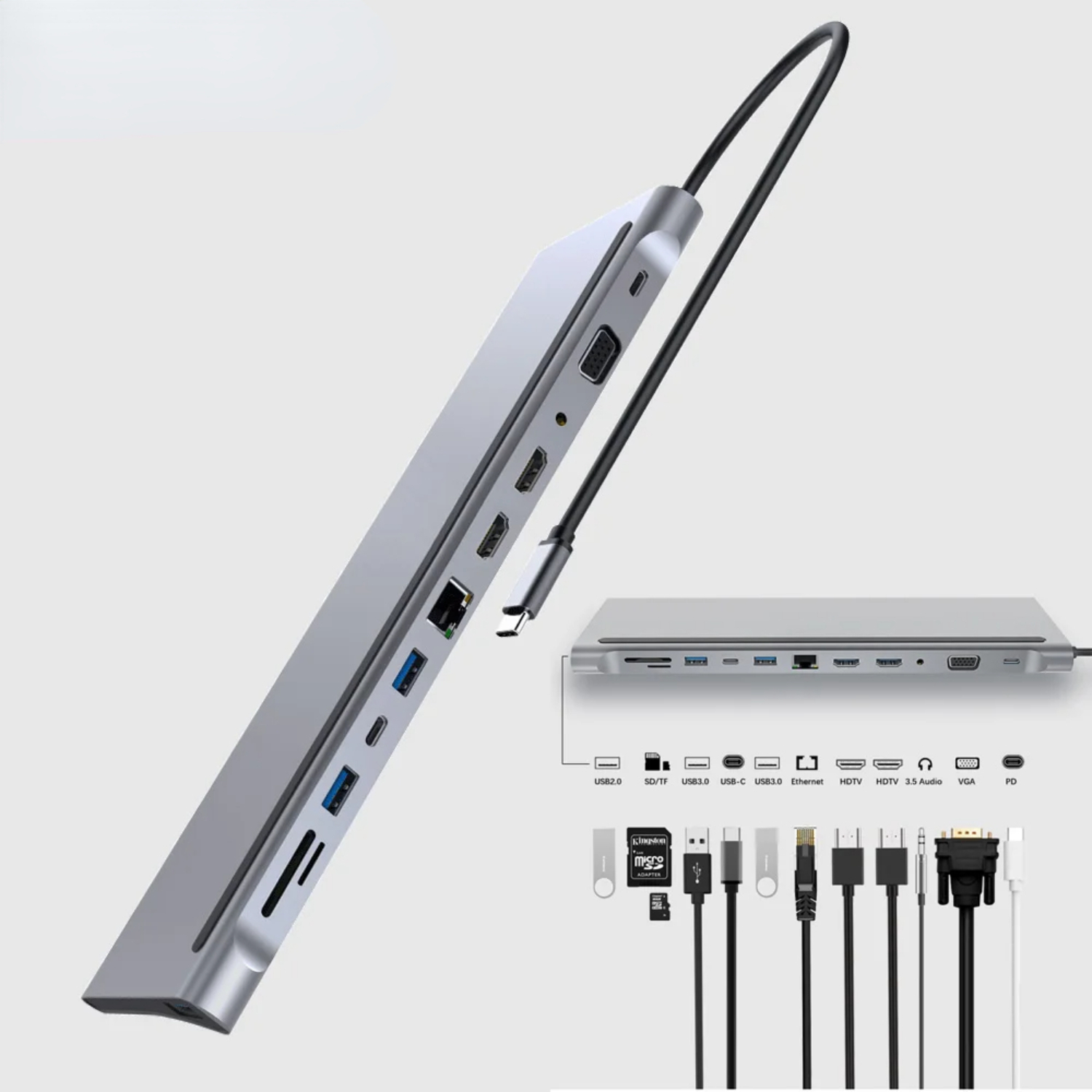CHNGXJC Versatile MST USB C Hub Type-C with Dual VGA Multiple USB Ports ...