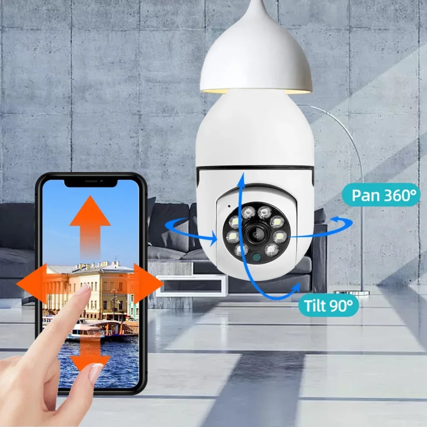 CHNGYCX Smart Wireless E27 Surveillance Camera Bulb with Wifi Connectivity for Home Security and ...