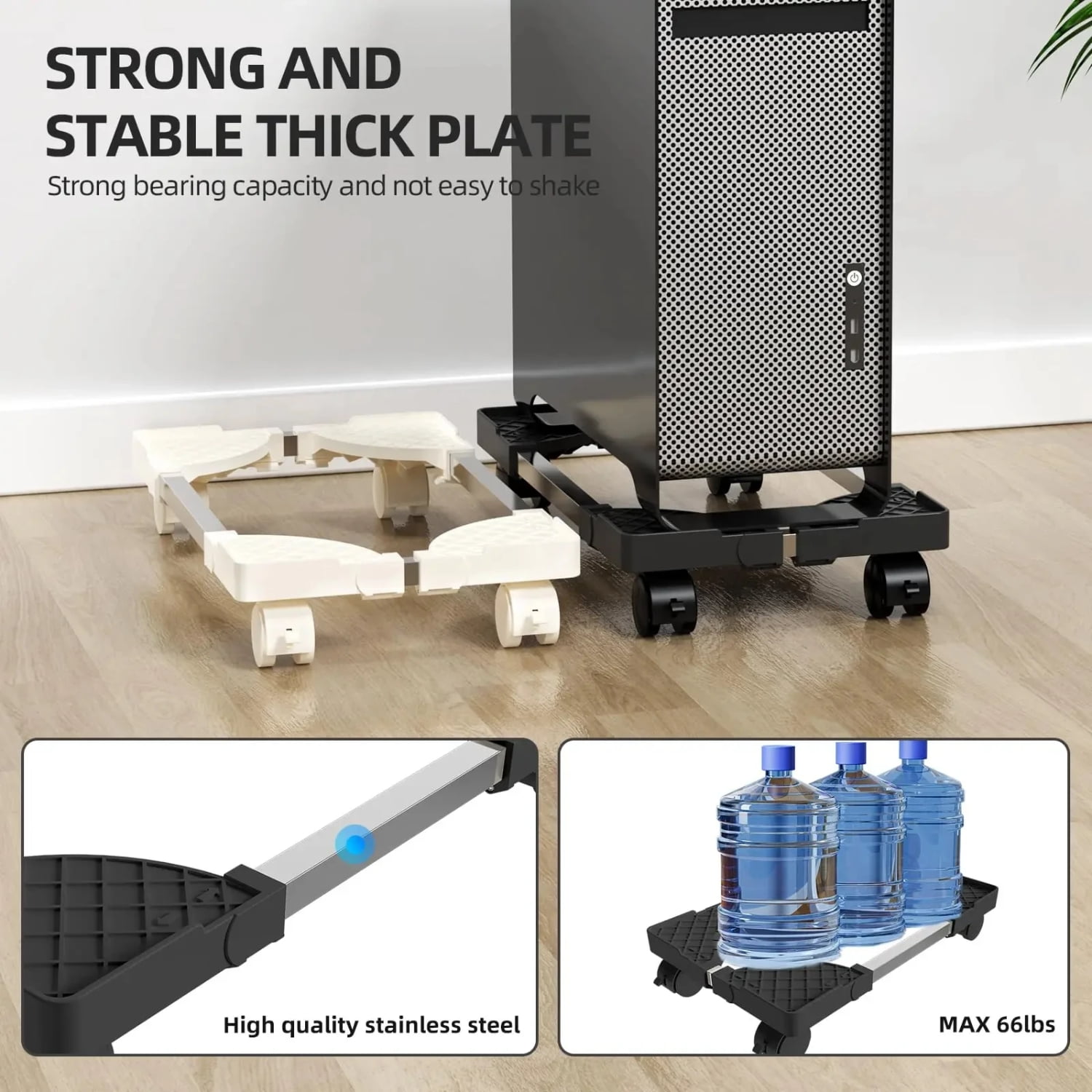 CHNGYDZ Sturdy and Adjustable Computer Tower Stand with 4 Rolling ...