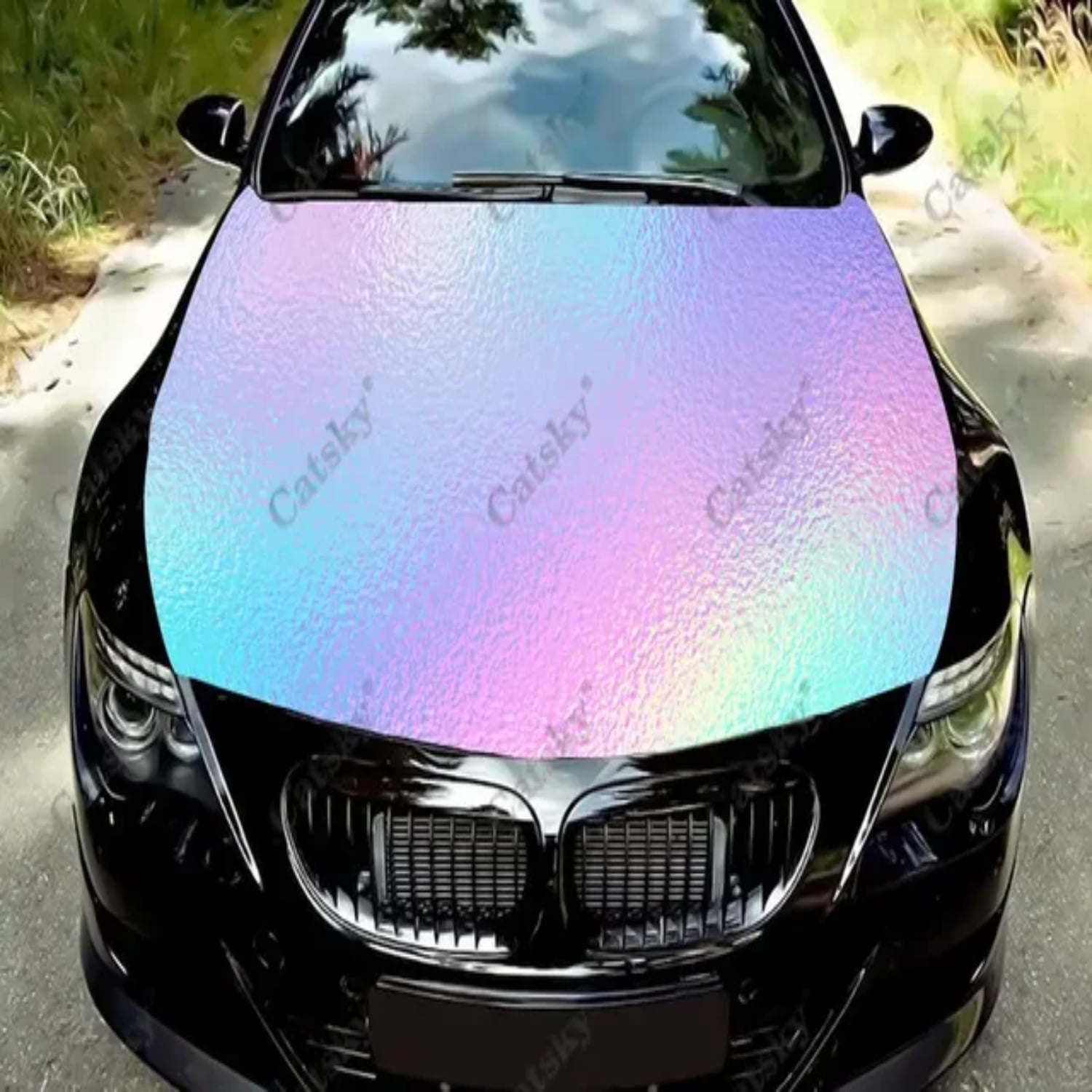 CHNGYJC Colorful Holographic Rainbow Vinyl Film Car Hood Stickers Wrap ...