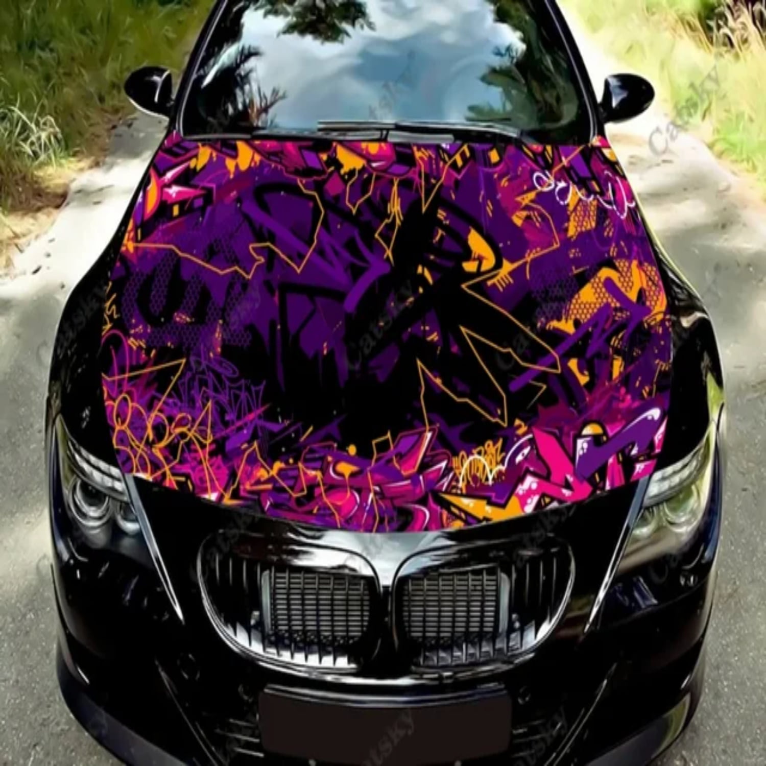 CHNGYJC Colorful and Vibrant Graffiti Art Vinyl Car Hood Wrap Film ...