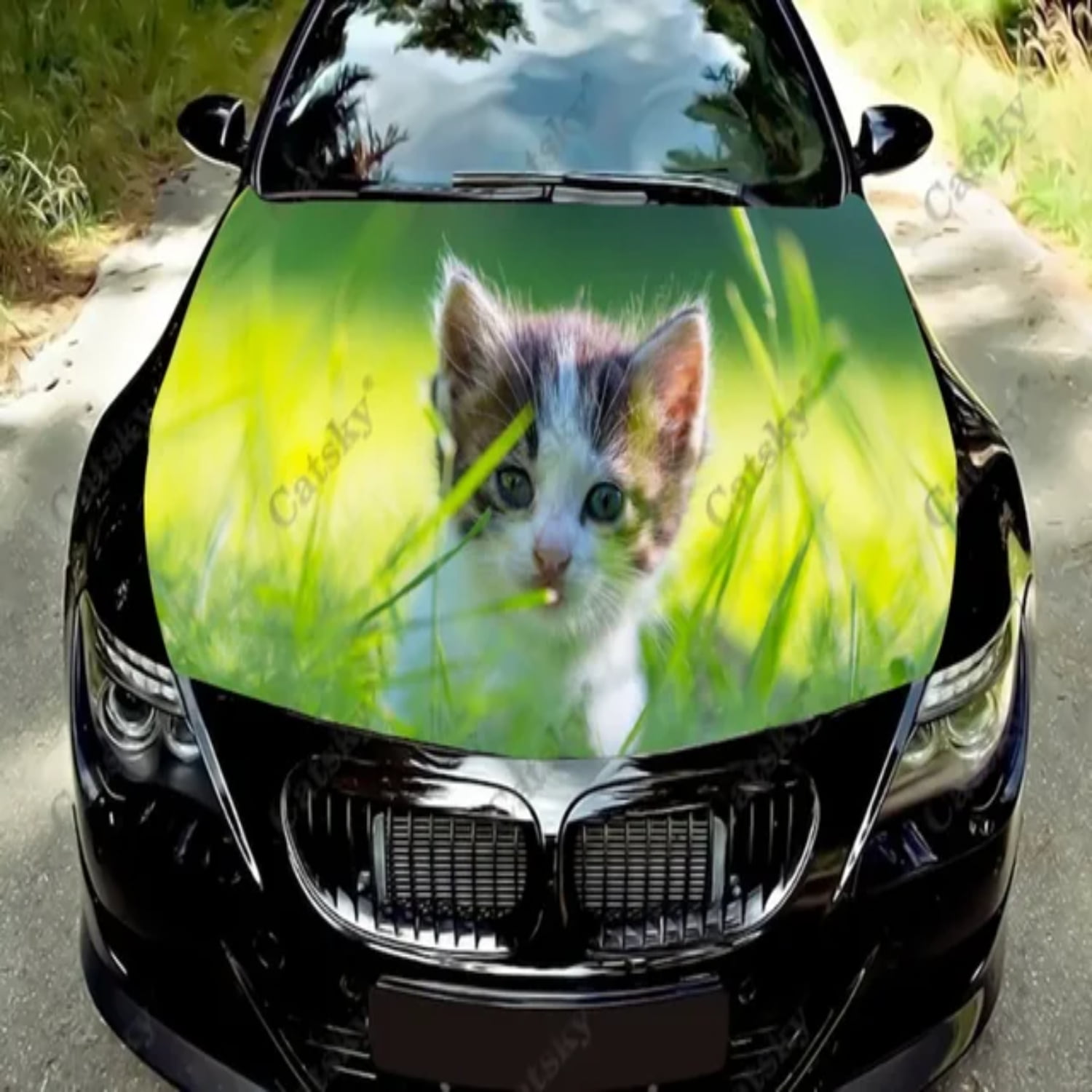 CHNGYJC Cute Funny Animal Cat Car Hood Protective Film Vinyl Stickers ...