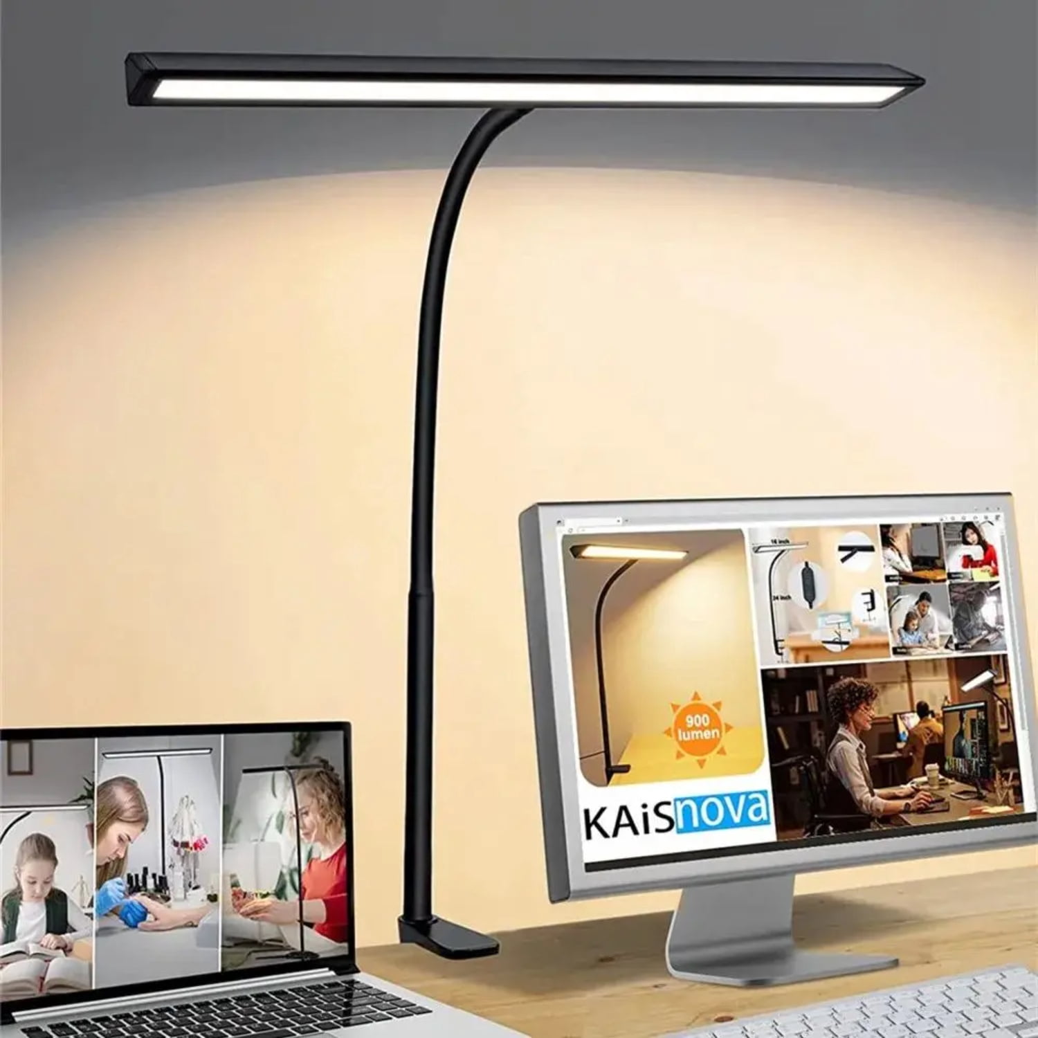 CHNGYJC Elegant LED Swivel Arm Clamp Desk Lamp with 3 Color Modes and ...
