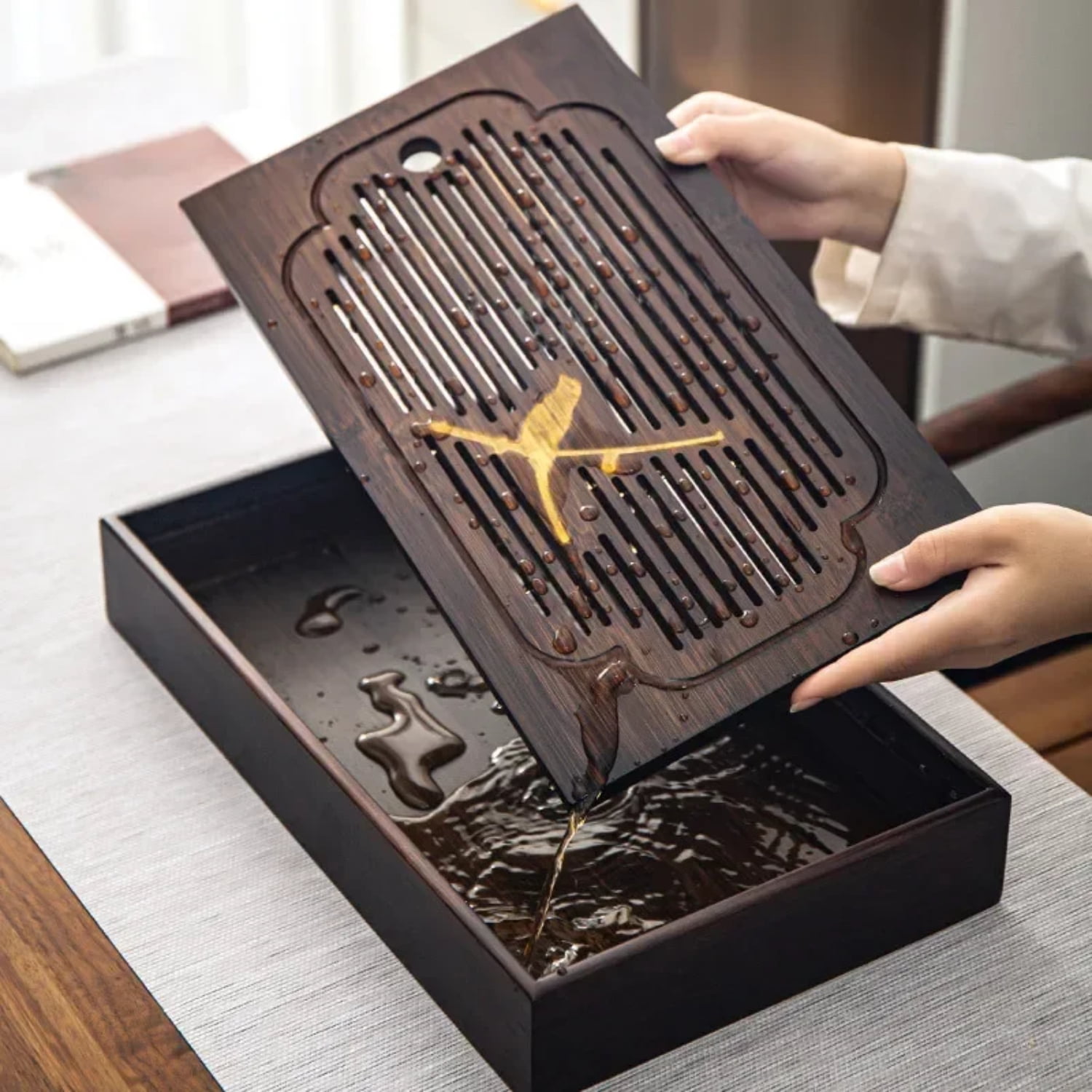 CHNGYJC Luxurious High Definition Wooden Plateau Tea Trays - Elegant ...