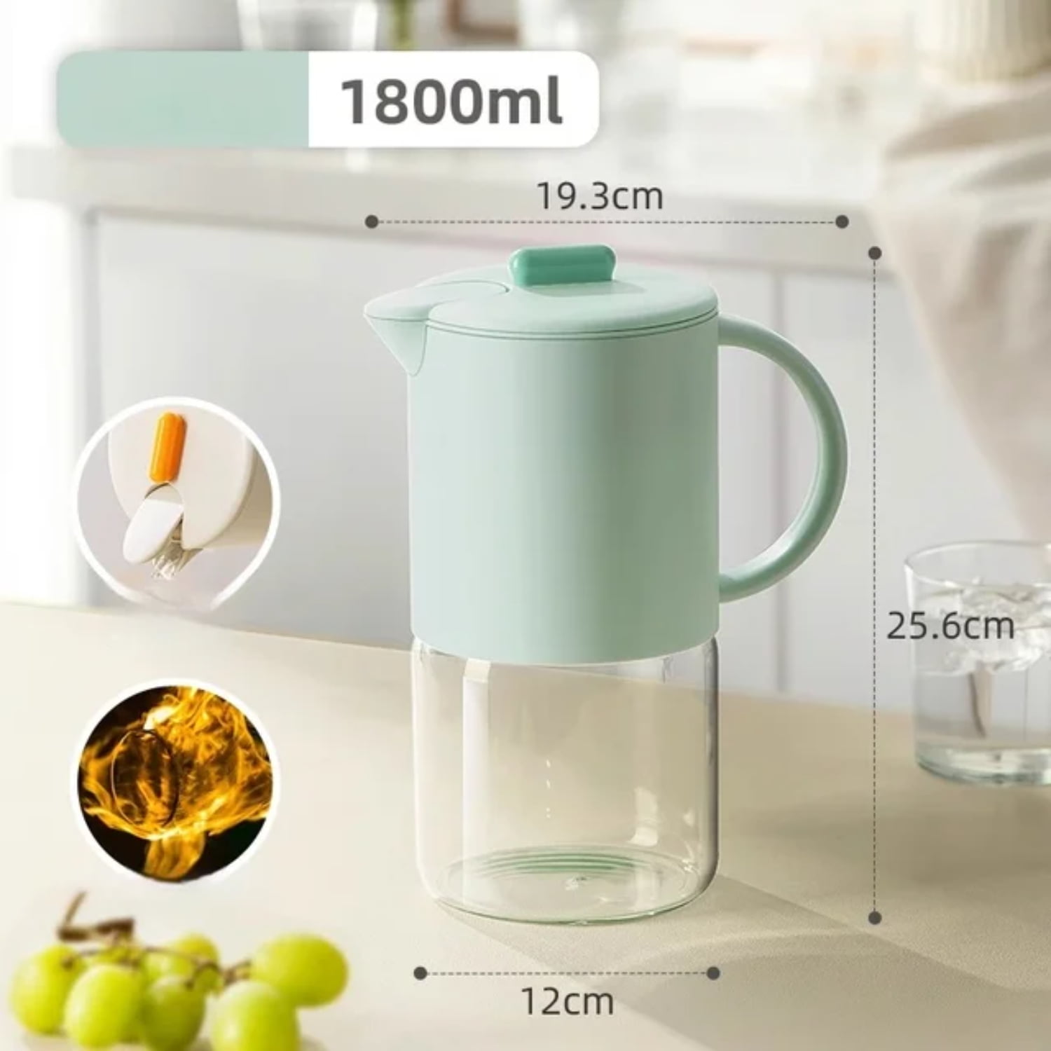 CHNGYJC Stylish Portable Glass Water Jar with Handle - Essential ...